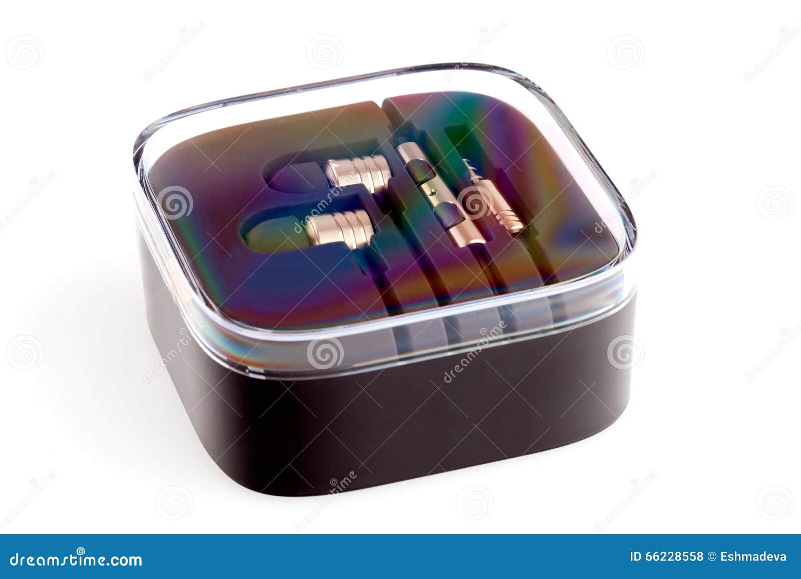 Miniature Earphones in the Plastic Box Stock Photo - Image of mini ...