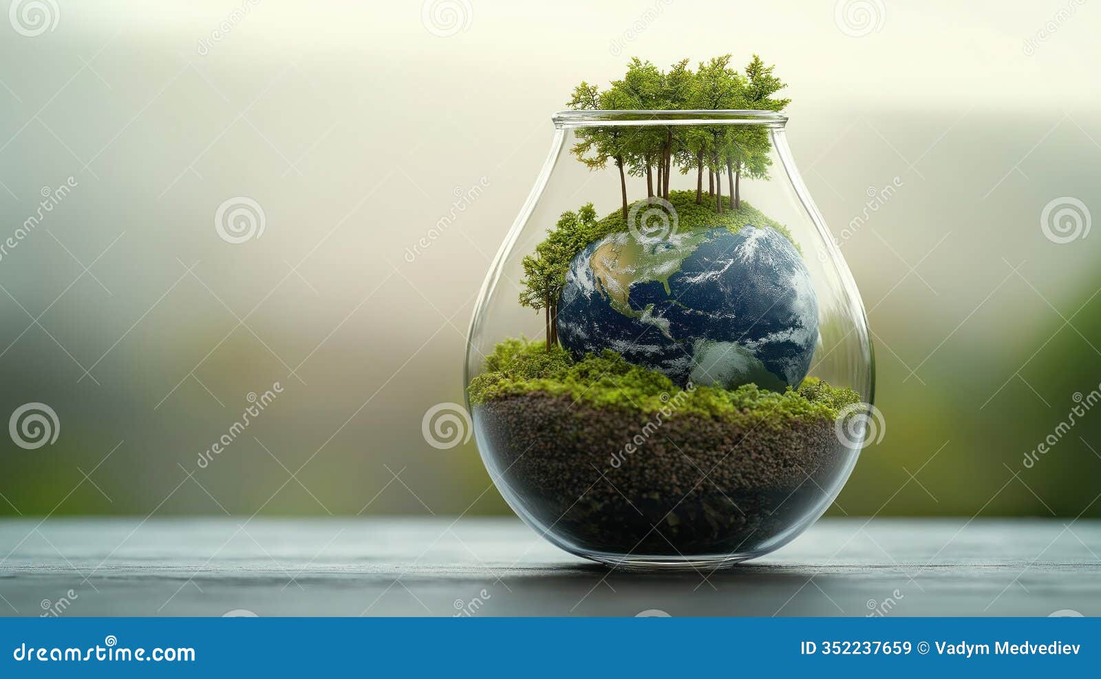 Miniature Earth Inside Glass Flask. Miniature Ecosystem with Plants ...