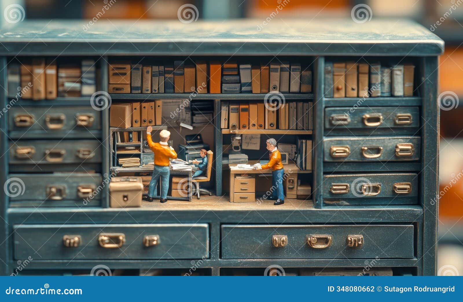 Miniature Employees Setting Up Tiny Offices Inside the Drawers of a ...