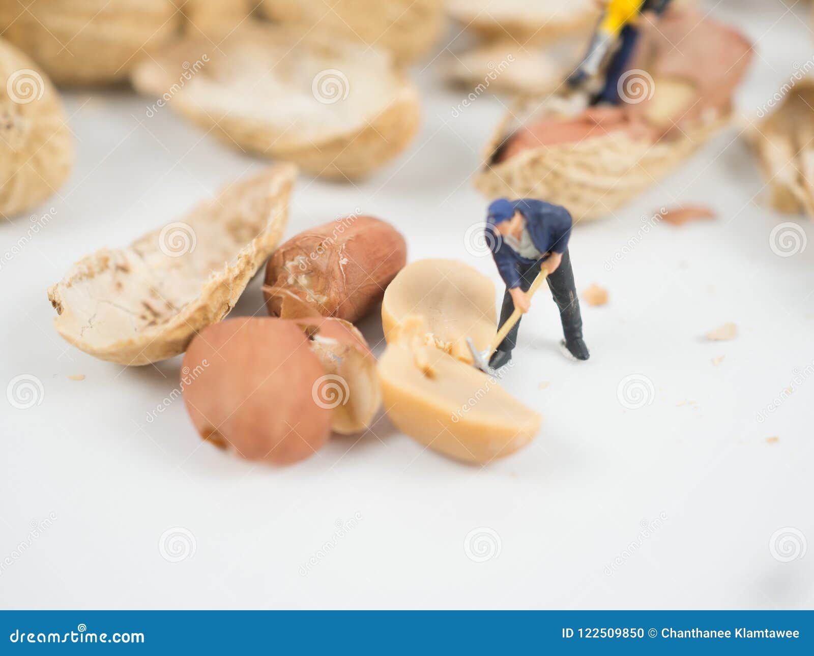 Miniature Engineer is Working on Nuts. Stock Photo - Image of beauty ...