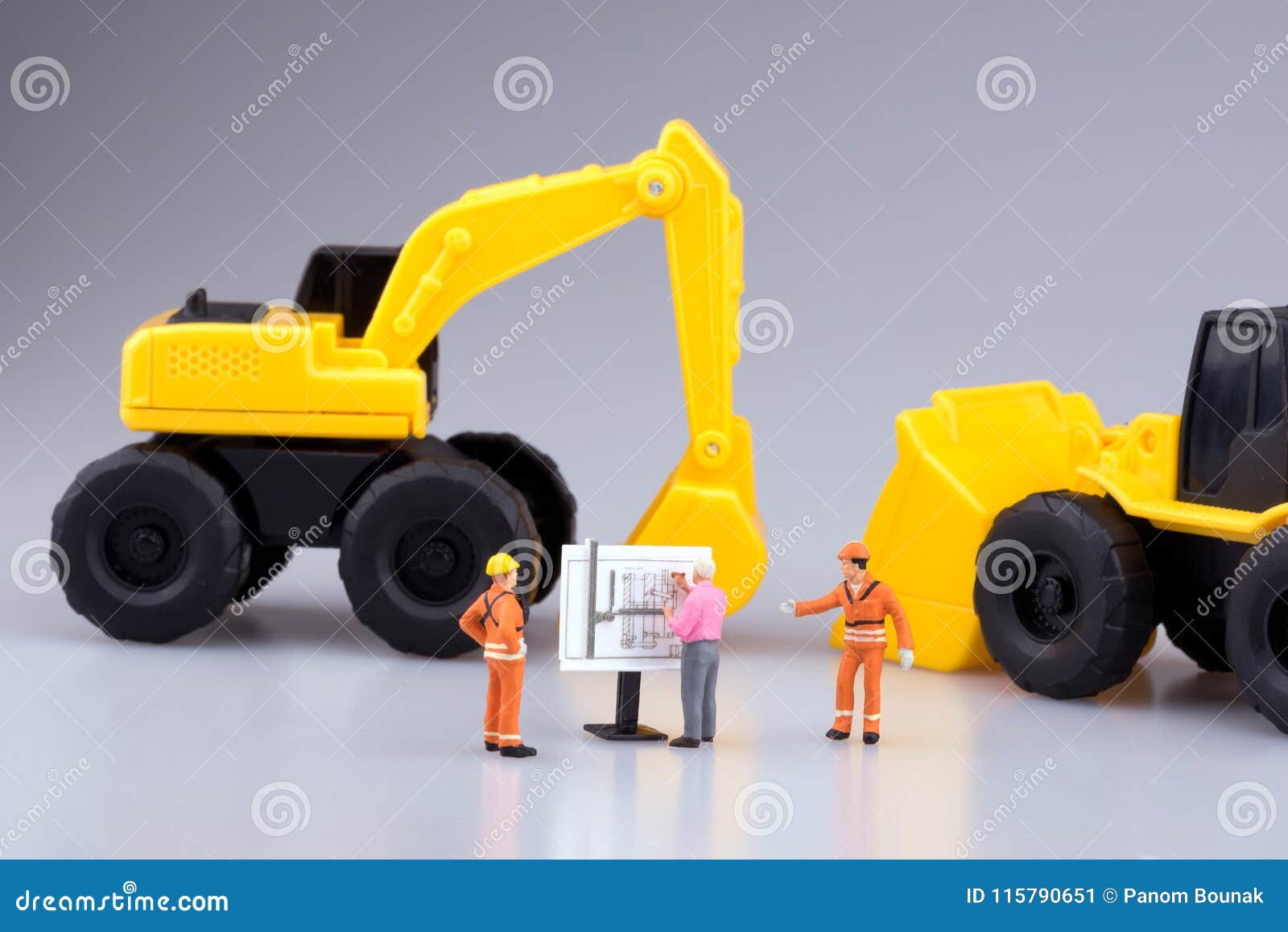 Miniature Engineering People and Architecture Working on Construction ...