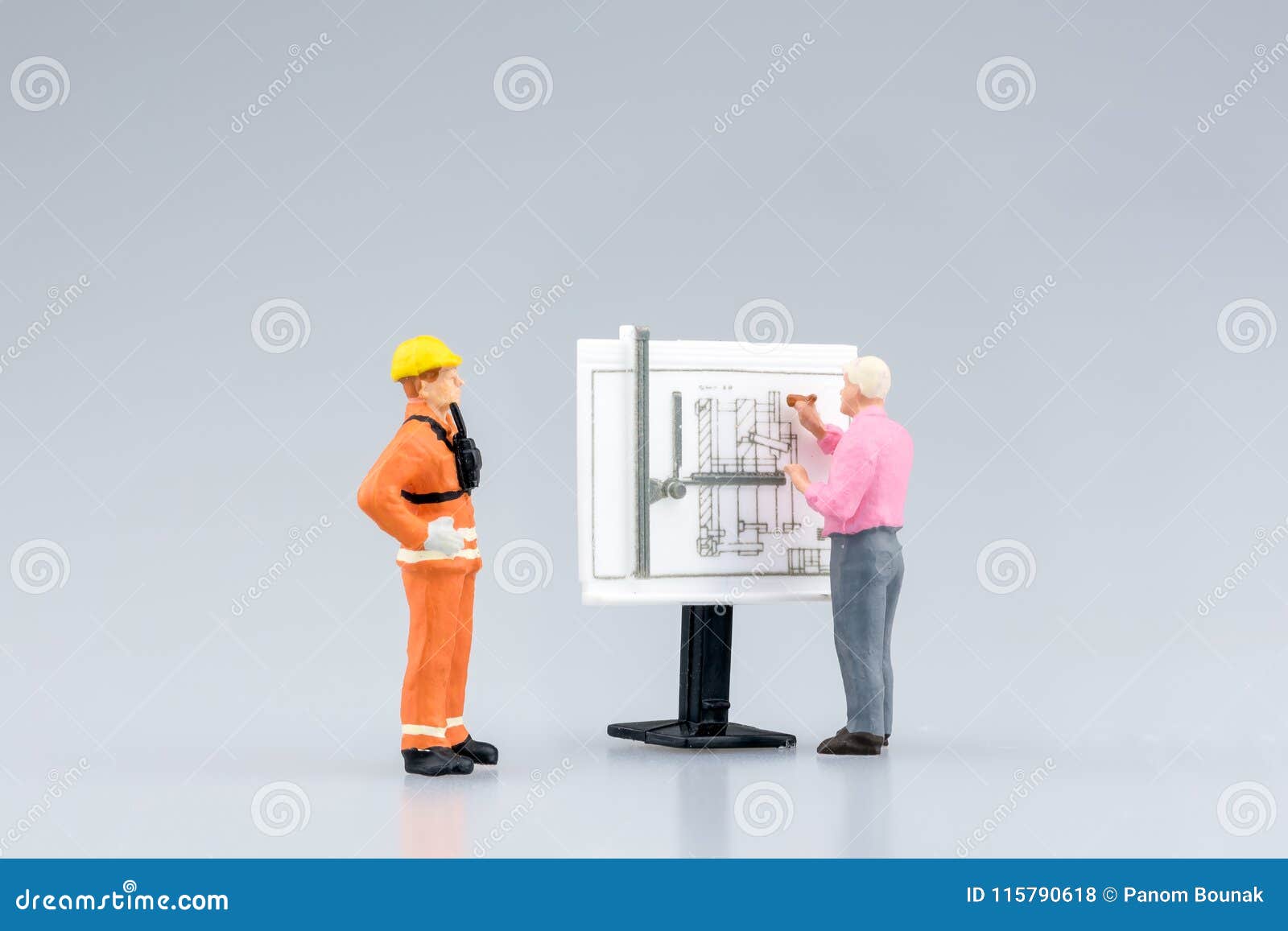 Miniature Engineering People and Architecture Working on Construction ...