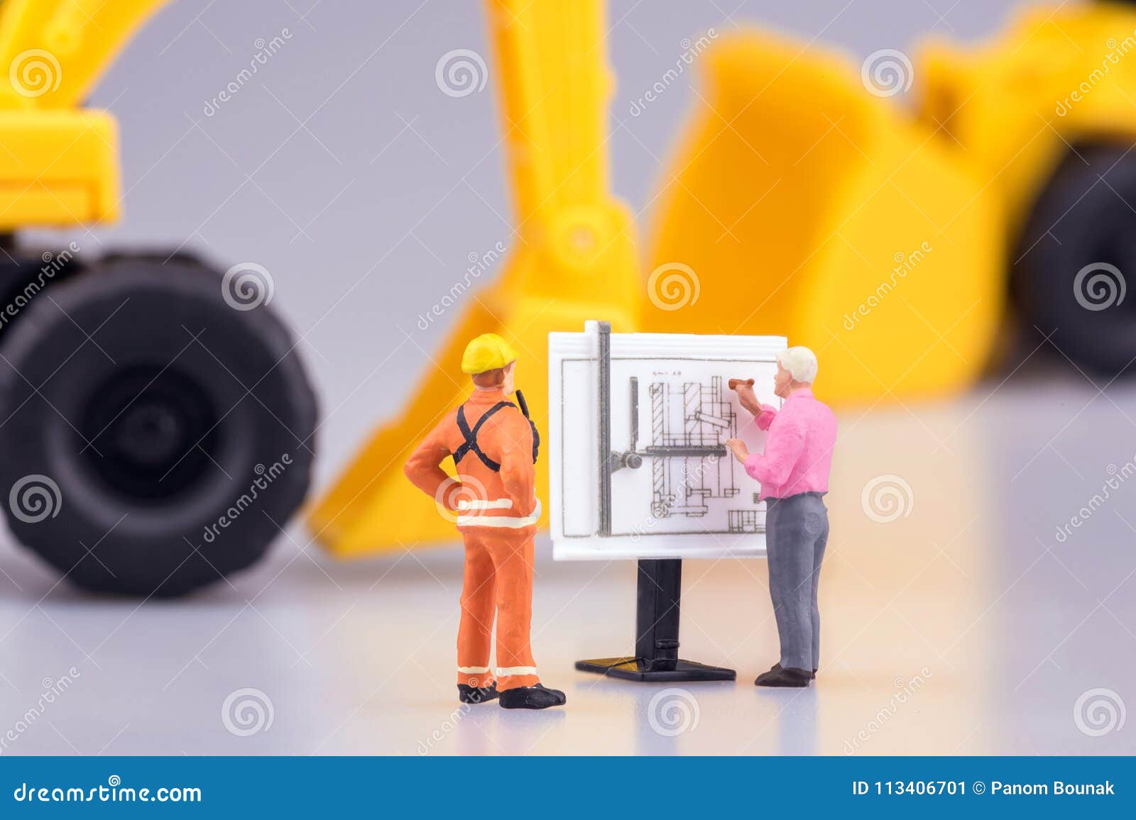 Miniature Engineering People and Architecture Working Drawing Stock ...