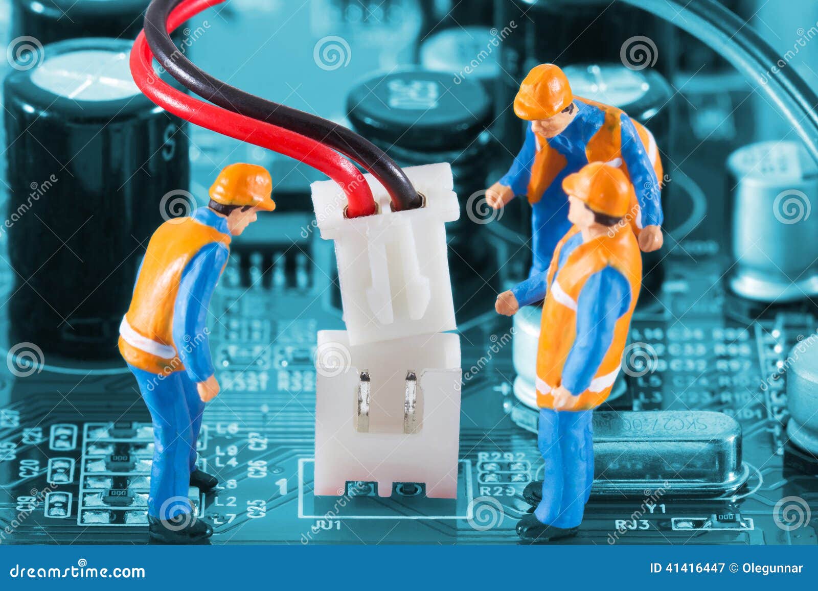 Miniature Engineers Fixing Wire Connector Stock Image - Image of macro ...