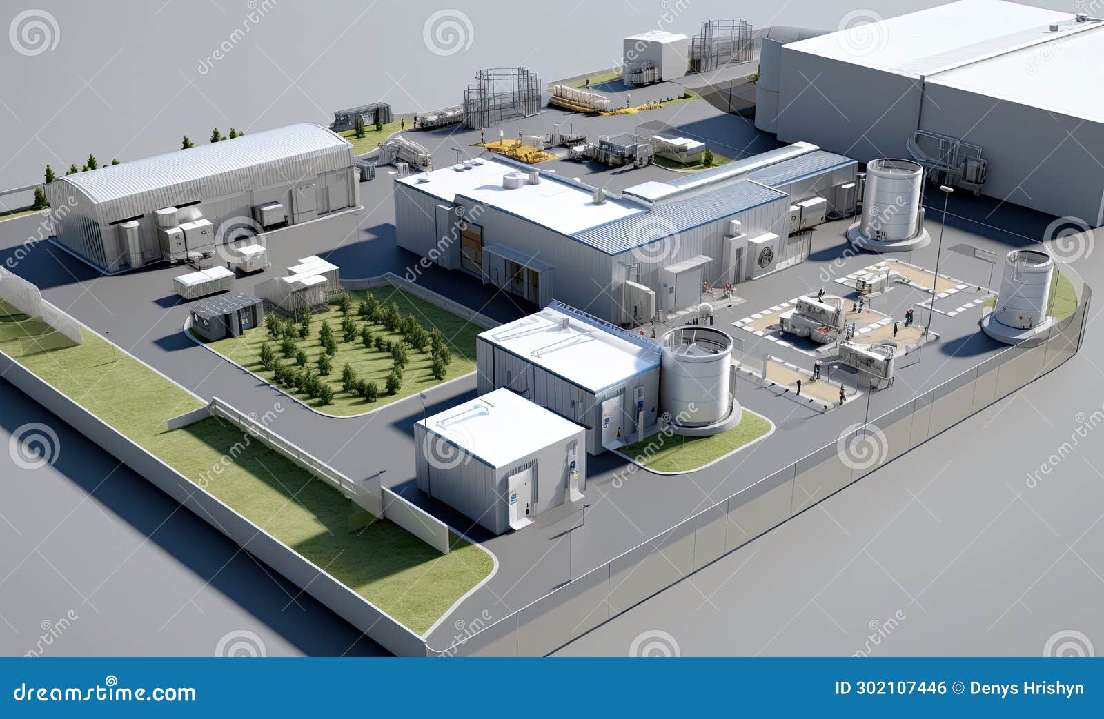 A Miniature Factory City with an Array of Industrial Structures Stock ...