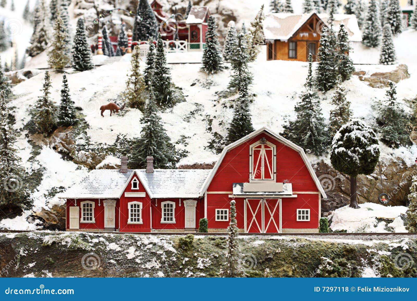 Miniature farm stock photo. Image of mini, hill, barn - 7297118