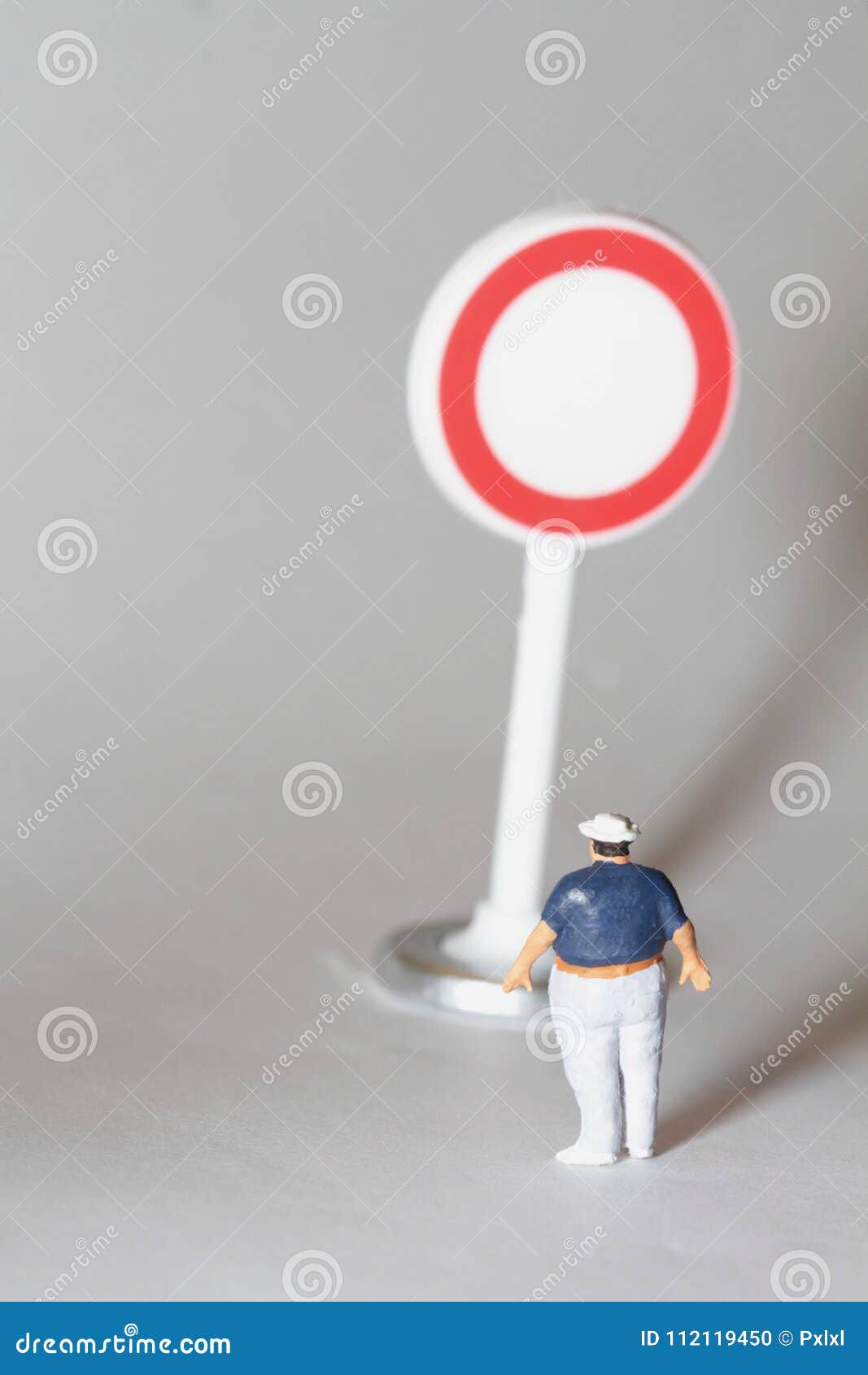 Miniature of a Fat Man in Front of a No-access Signal Stock Photo ...