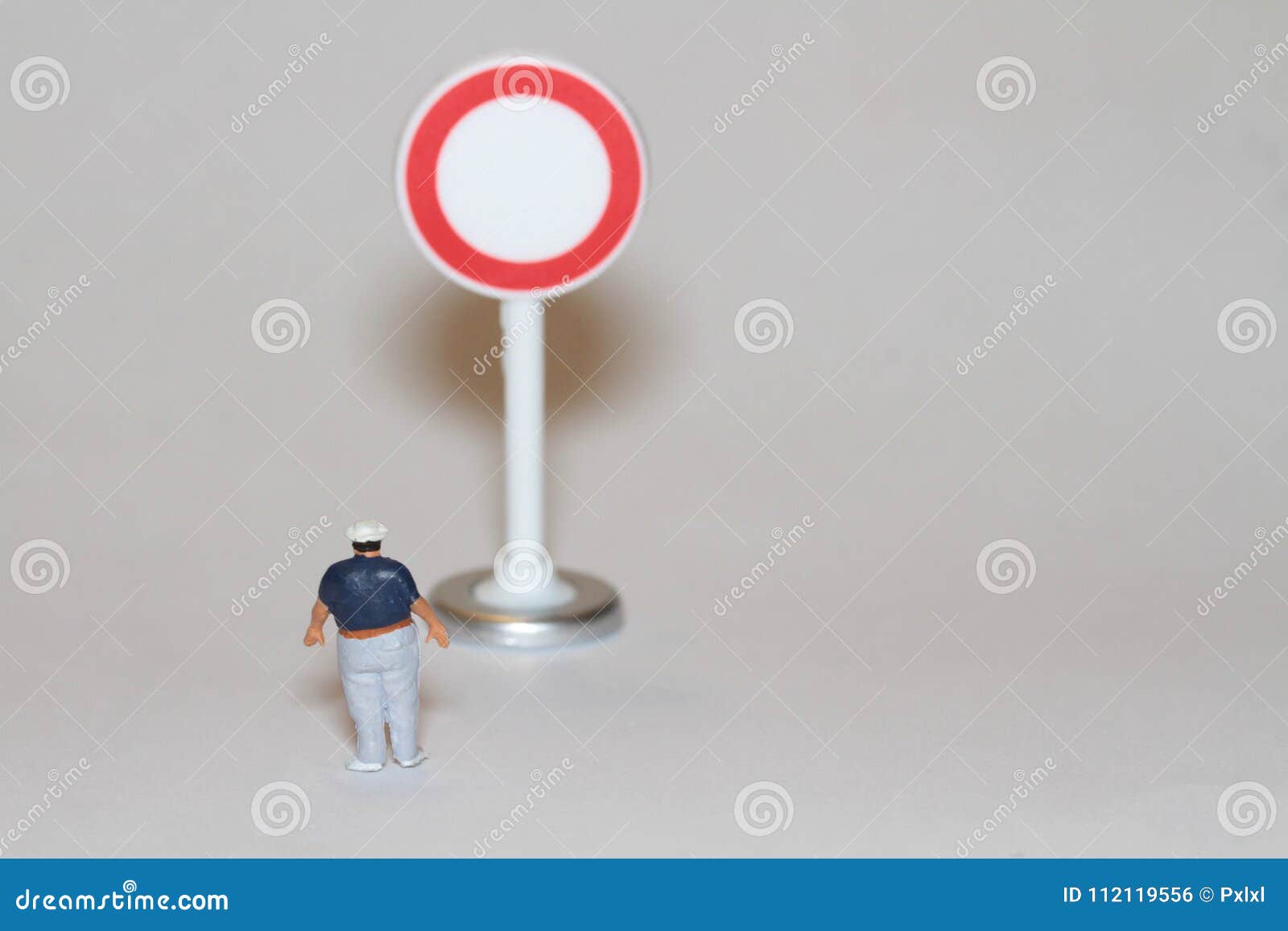 Miniature of a Fat Man in Front of a No-access Signal Stock Photo ...
