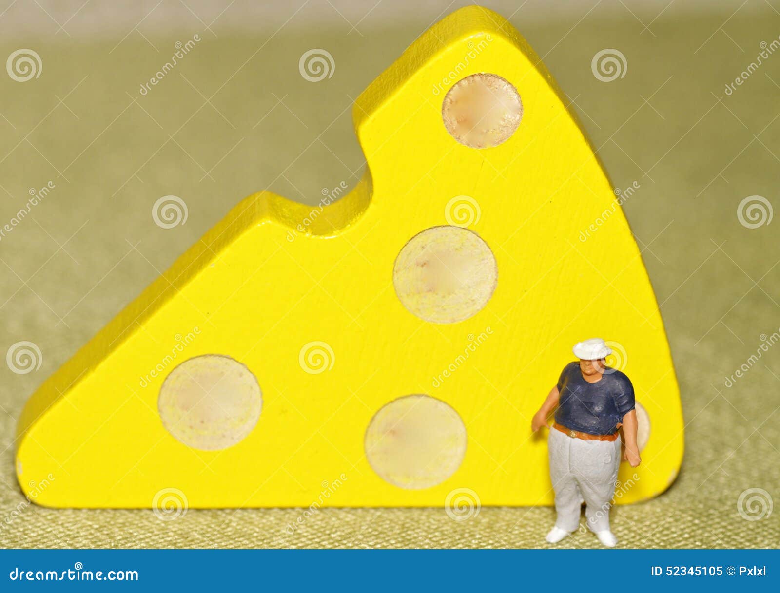 Miniature Of A Fat Man And A Slice Of Cheese Stock Image ...