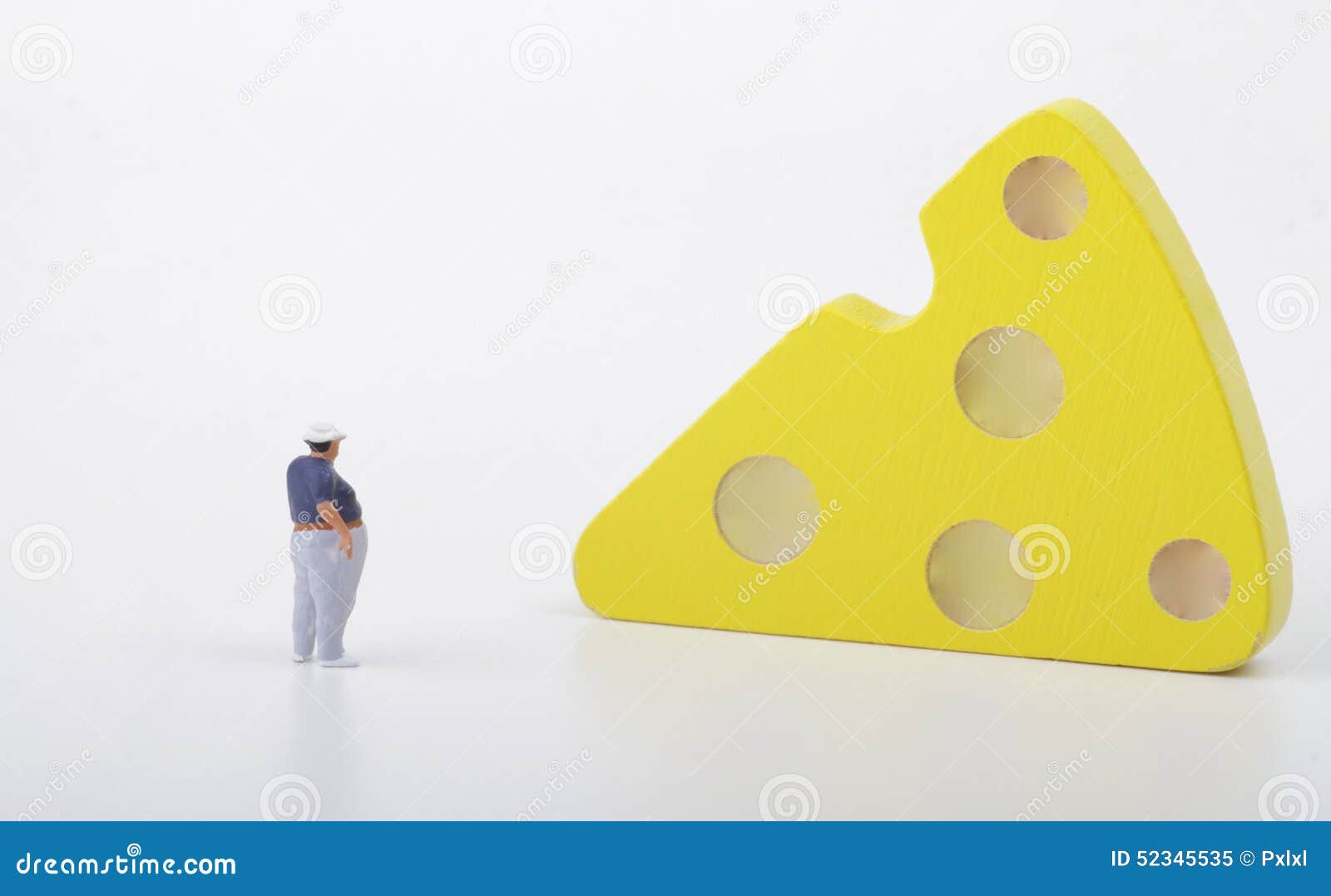 Miniature of a Fat Man and a Slice of Cheese Stock Image - Image of ...