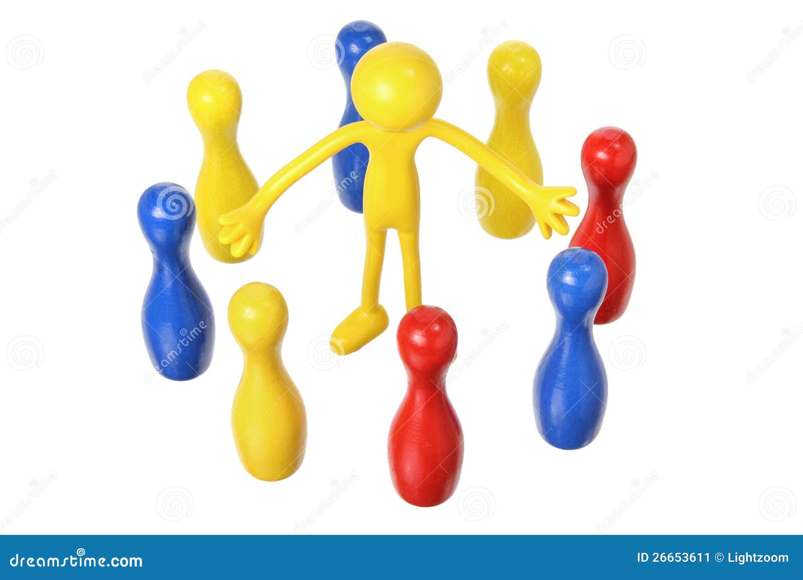 Miniature Figure with Bowling Pins Stock Image - Image of game ...