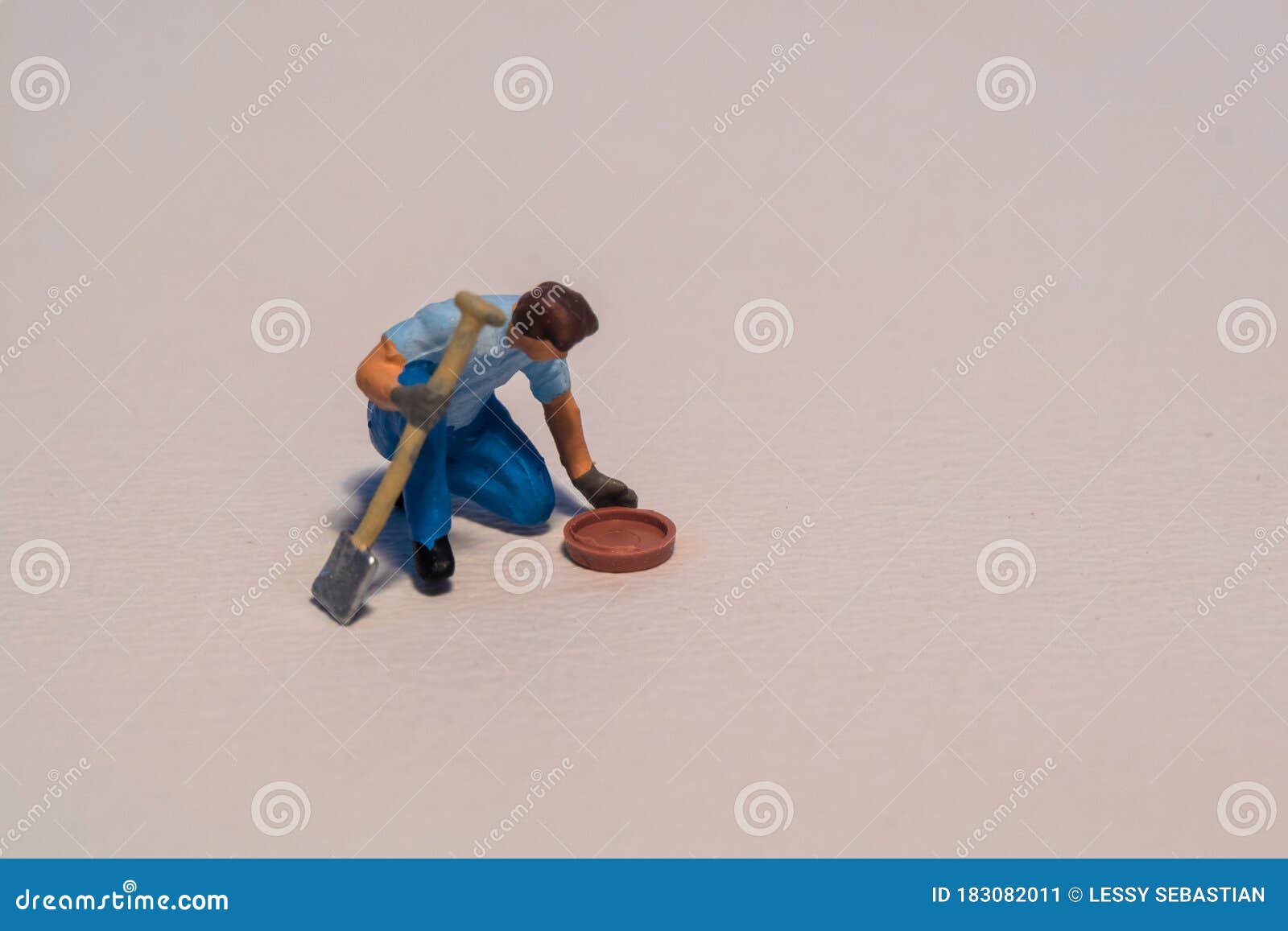 Miniature Figure Concept of Construction Worker Stock Image - Image of ...