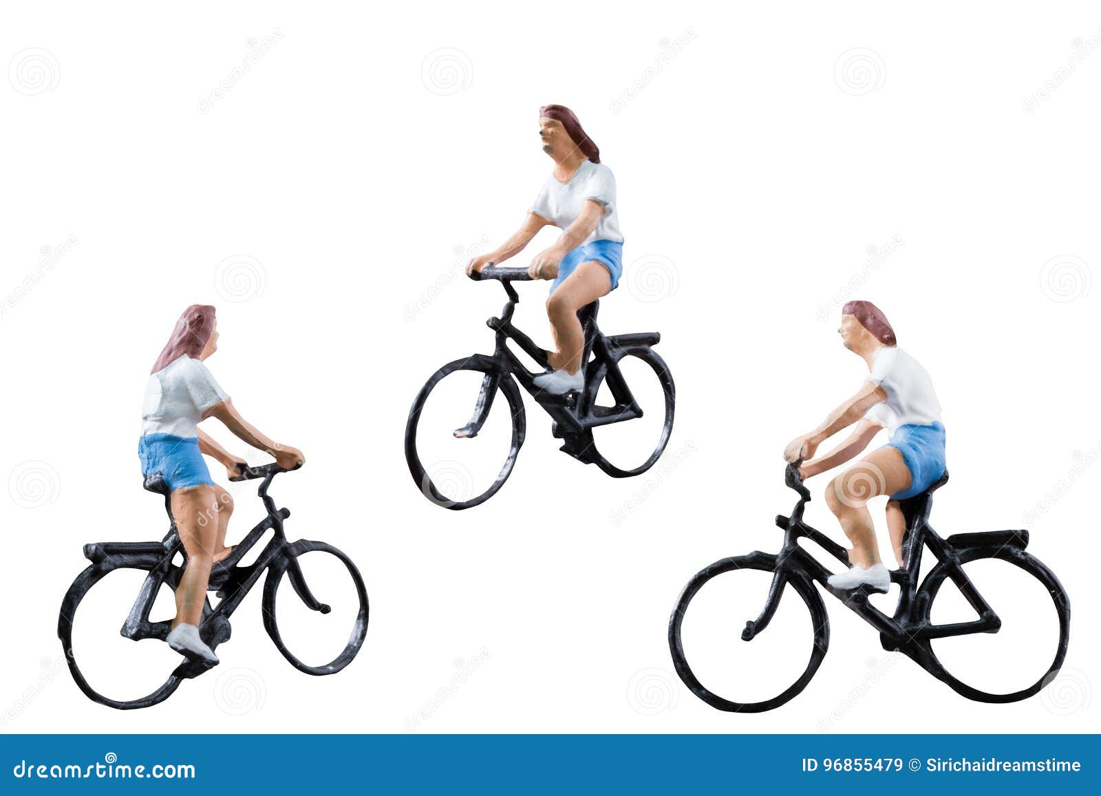 Miniature Figure Ride Bicycle Isolated on White Background Stock Image ...