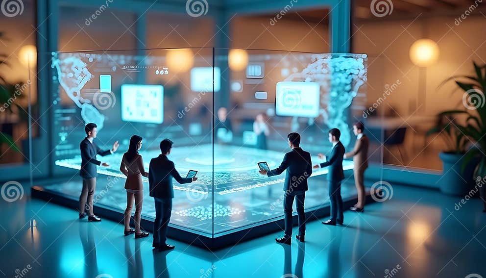 Miniature Figures in a Futuristic Startup Office Stock Image - Image of ...