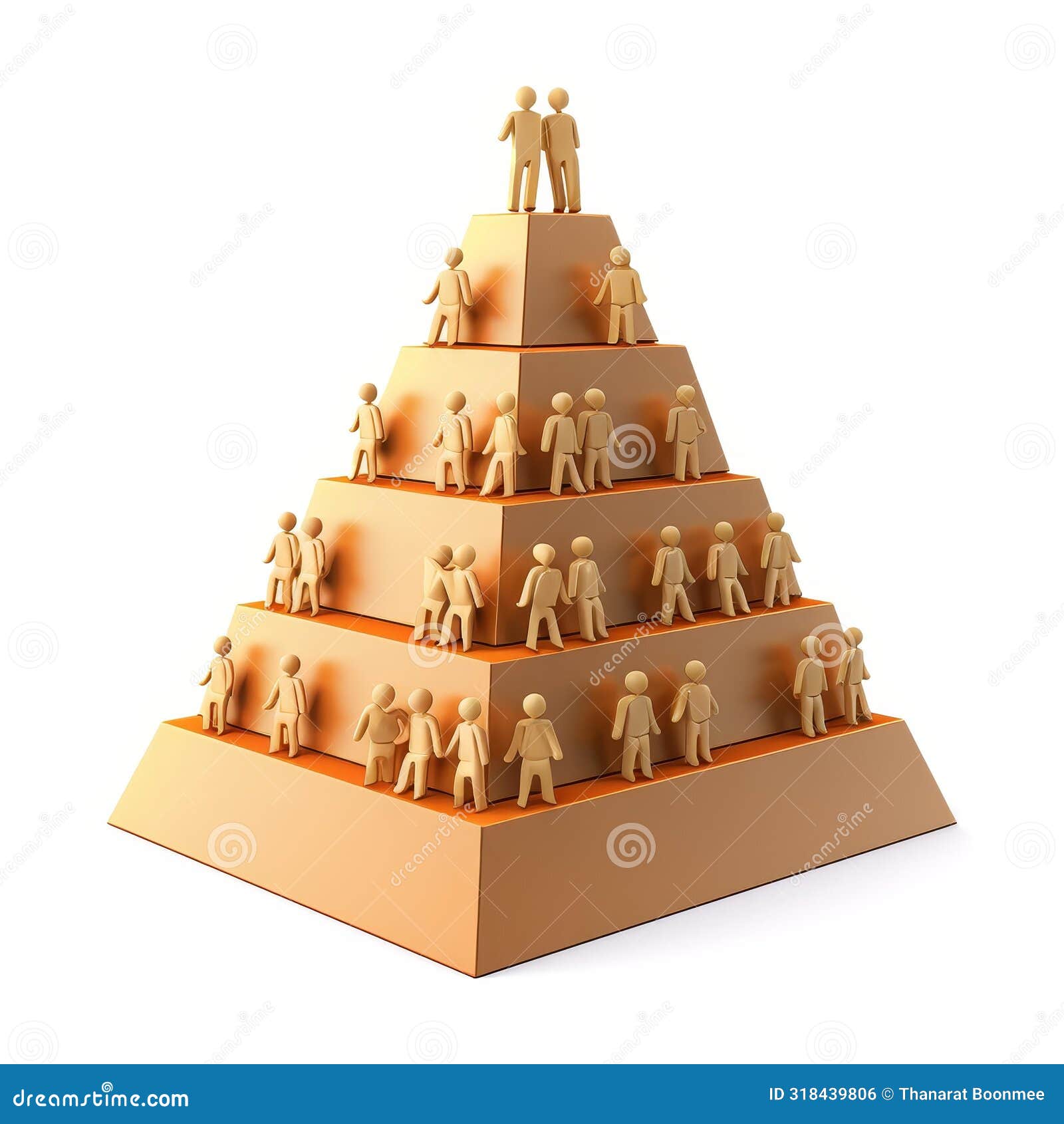 Miniature Figures Forming a Success Pyramid, Isolated Background, Ai ...