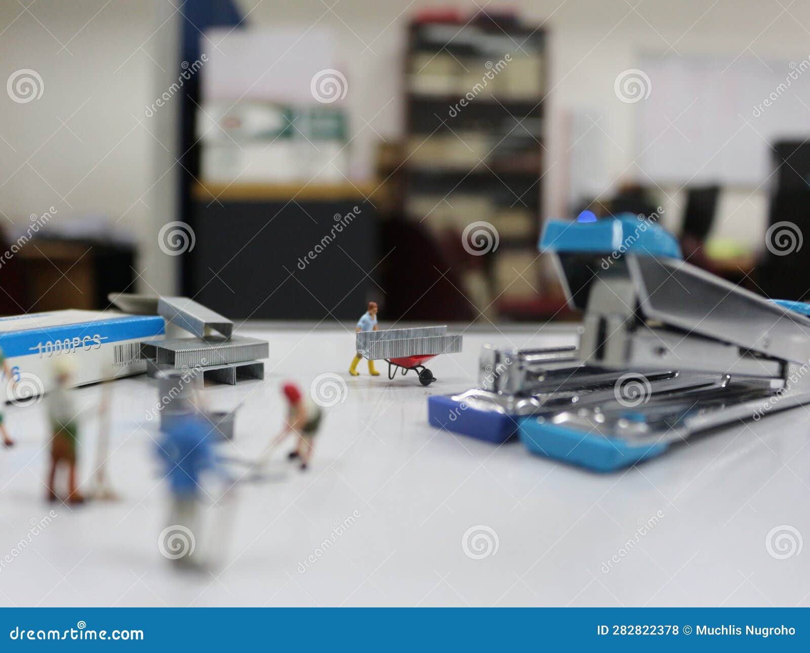Miniature Figures of Workers Stock Photo - Image of document, office ...