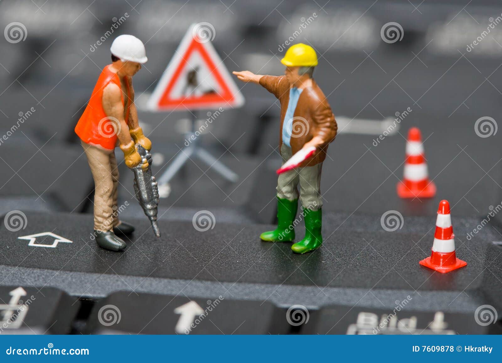 Miniature Figures Working on a Computer Keyboard. Stock Photo - Image ...