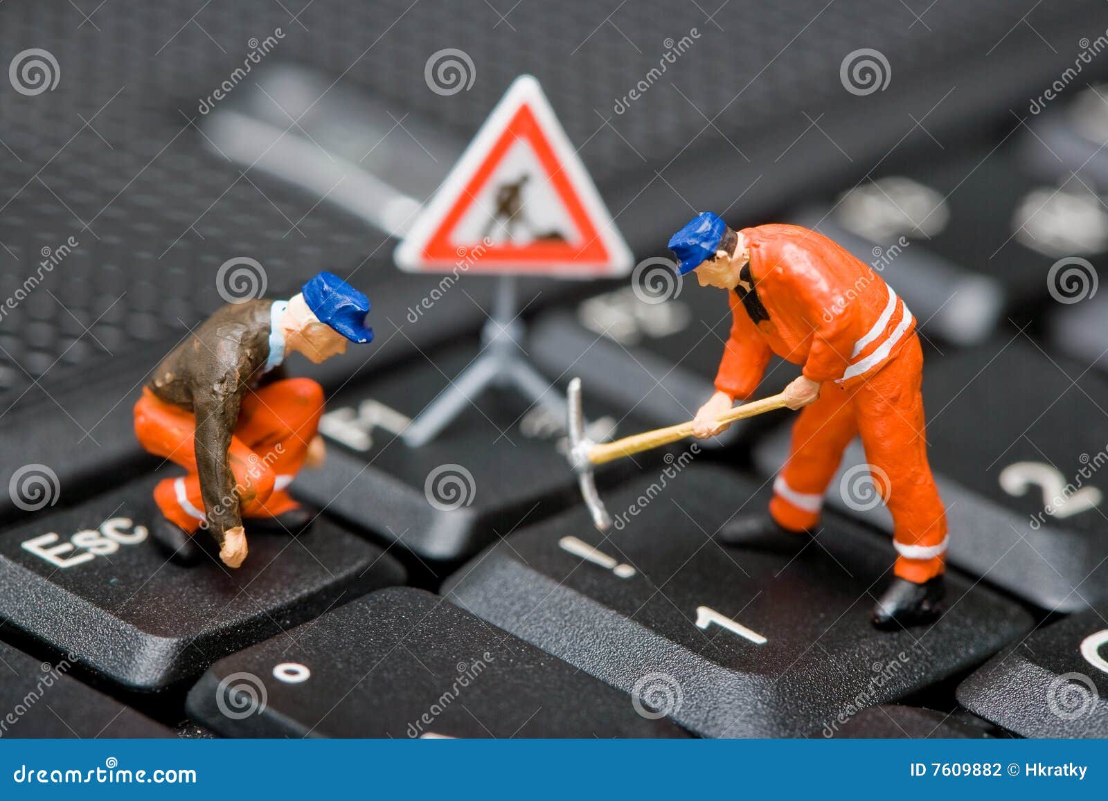 Miniature Figures Working on a Computer Keyboard. Stock Photo - Image ...