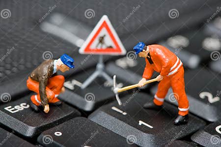 Miniature Figures Working on a Computer Keyboard. Stock Photo - Image ...