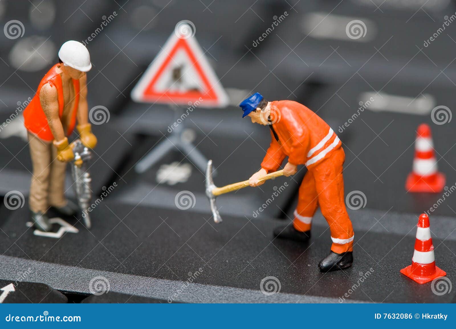 Miniature Figures Working on a Computer Keyboard. Stock Photo - Image ...
