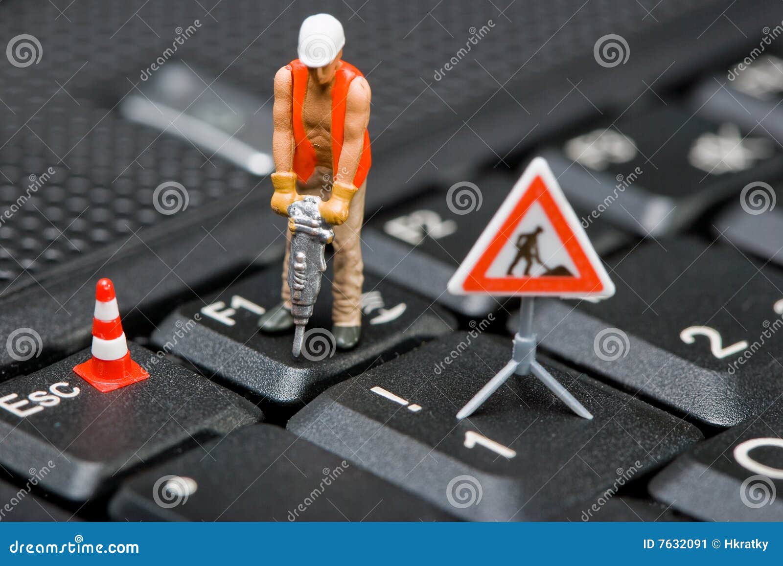 Miniature Figures Working on a Computer Keyboard. Stock Image - Image ...