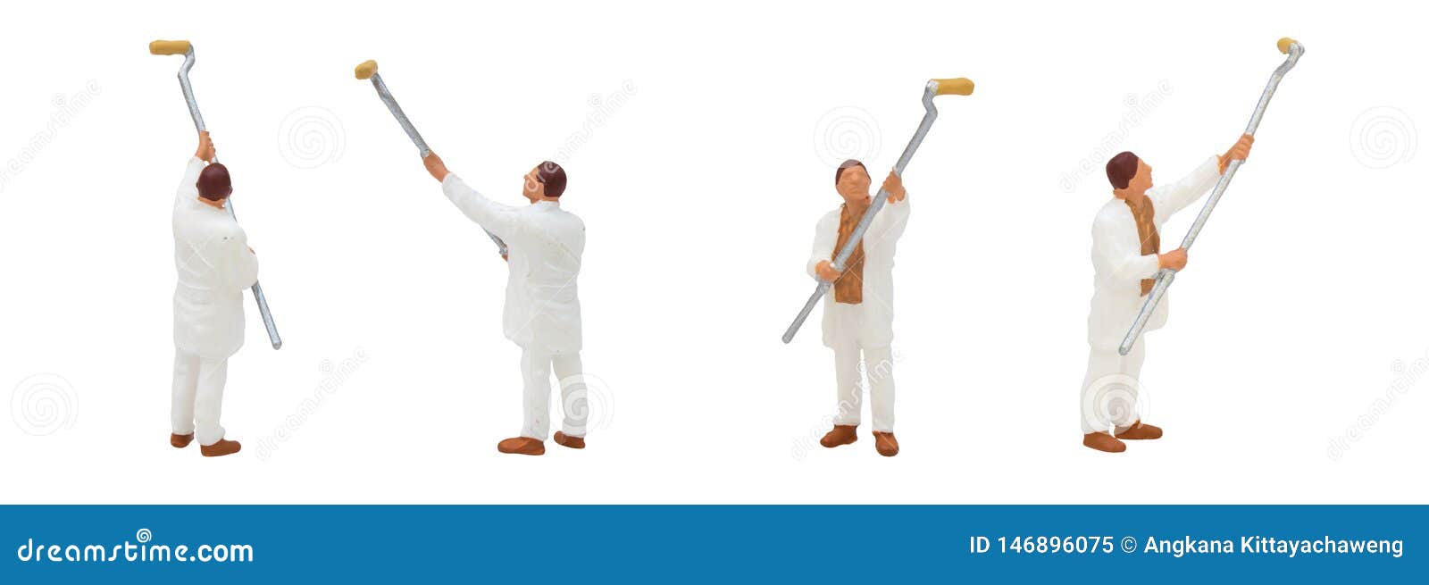 Painter Standing and Working in Posture Isolated on White Background ...