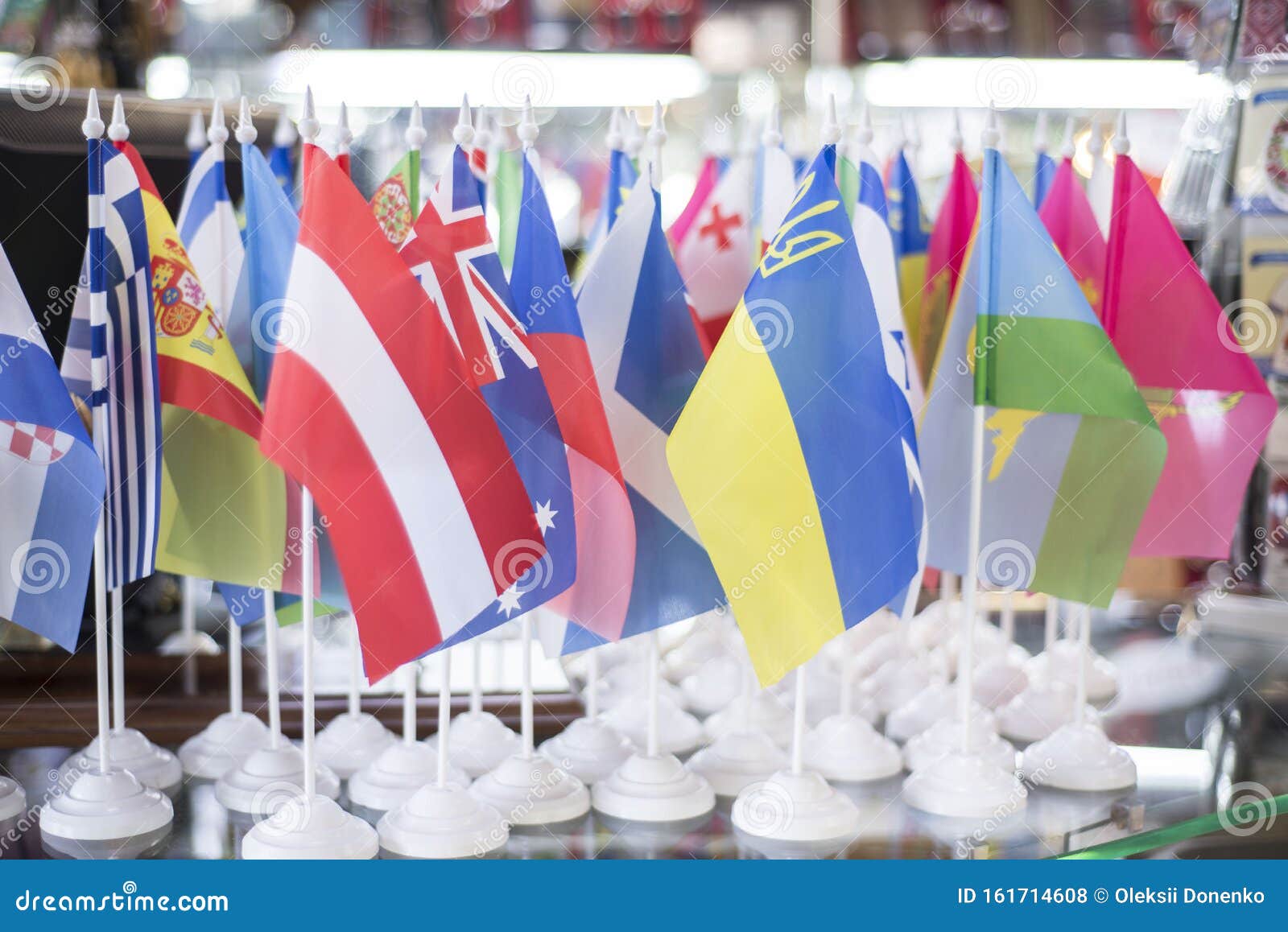 Miniature Flags of Different Countries. Close-up Stock Photo - Image of ...