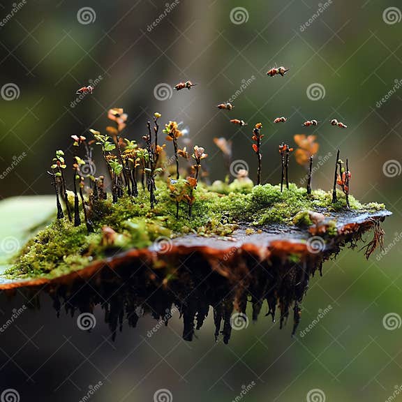 A Miniature Forest Growing on the Edge of a Leaf, with Tiny Creatures ...