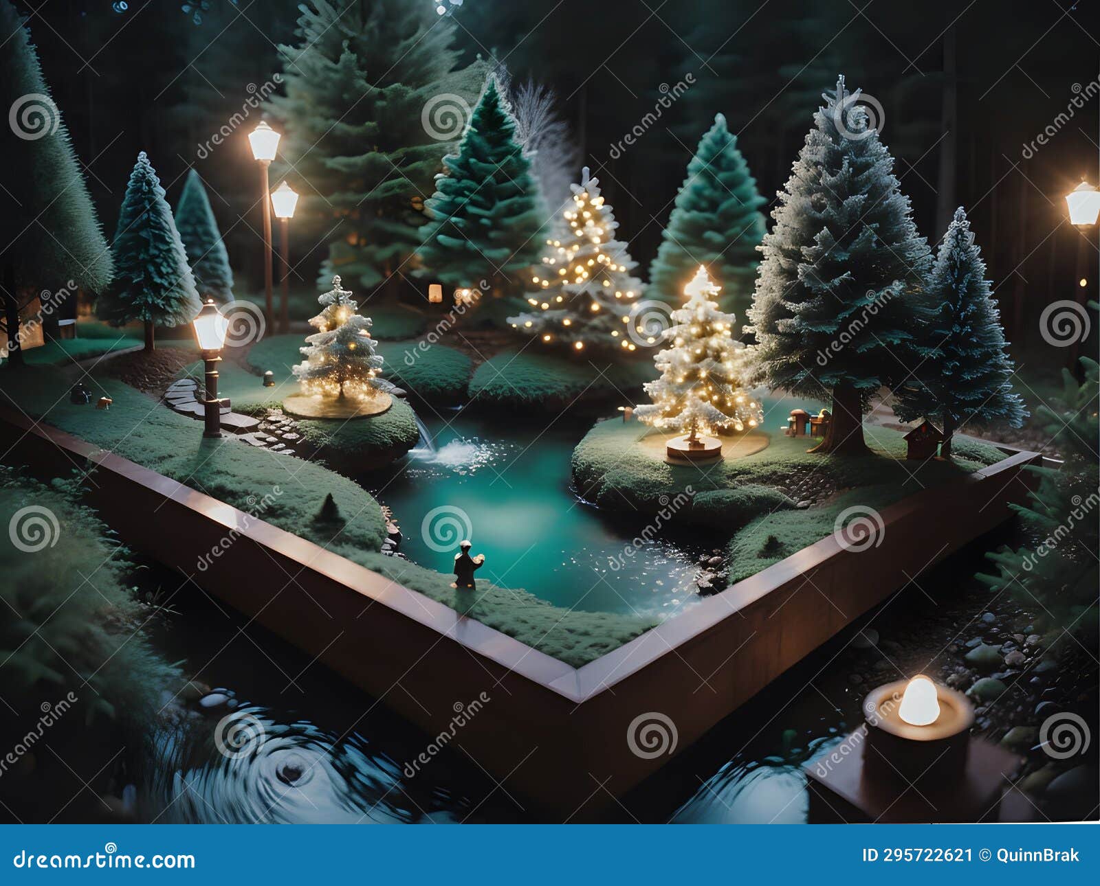 Miniature Forest Diorama With Bridge And Waterfall Royalty-Free Stock ...