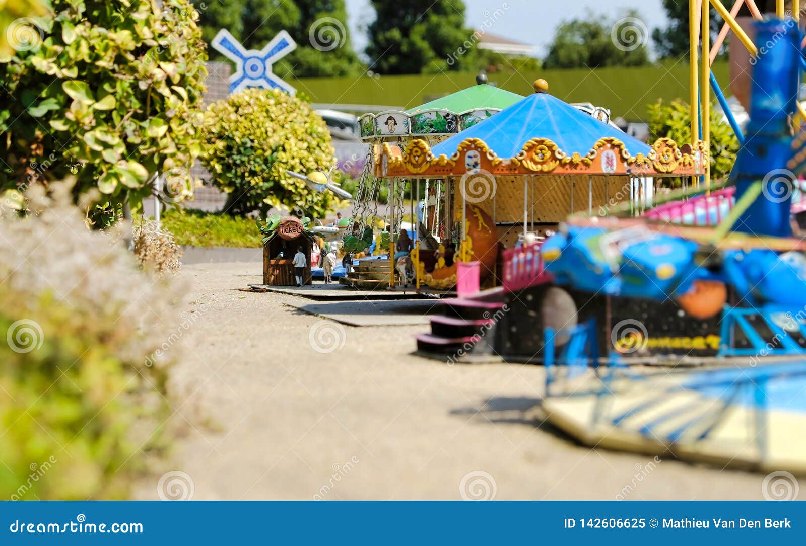 Miniature Fun Fair in the Summer Stock Image - Image of mechanical ...