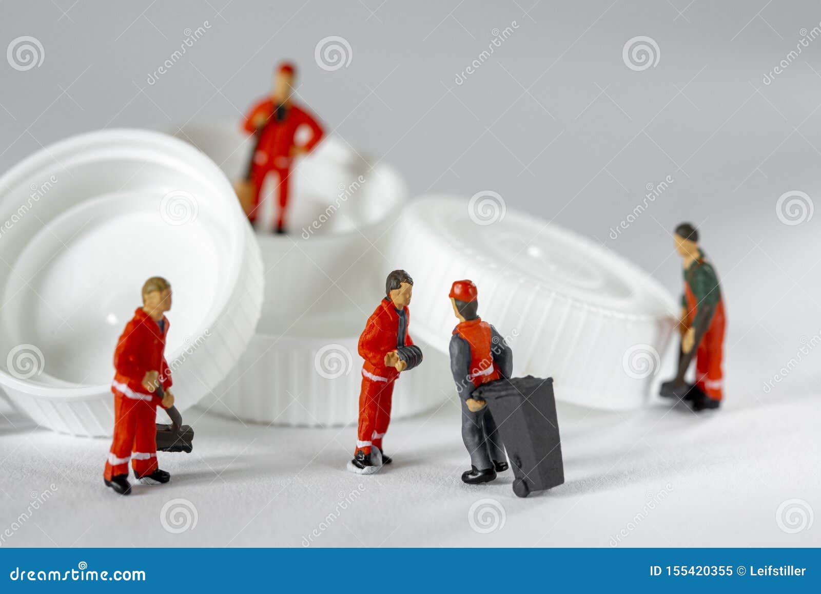 Miniature Garbage Man Cleaning and Sorting a Pile of Plastic Bottle ...