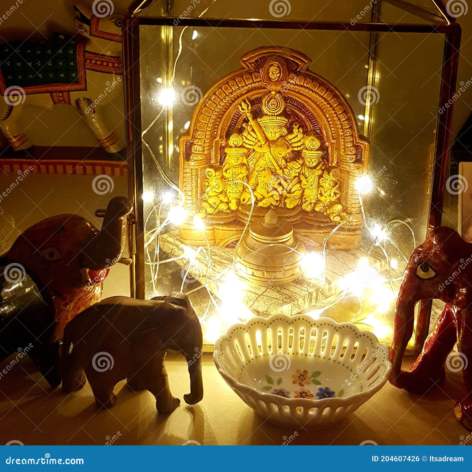 Miniature Goddess Durga Statue Stock Photo - Image of display, ceramic ...