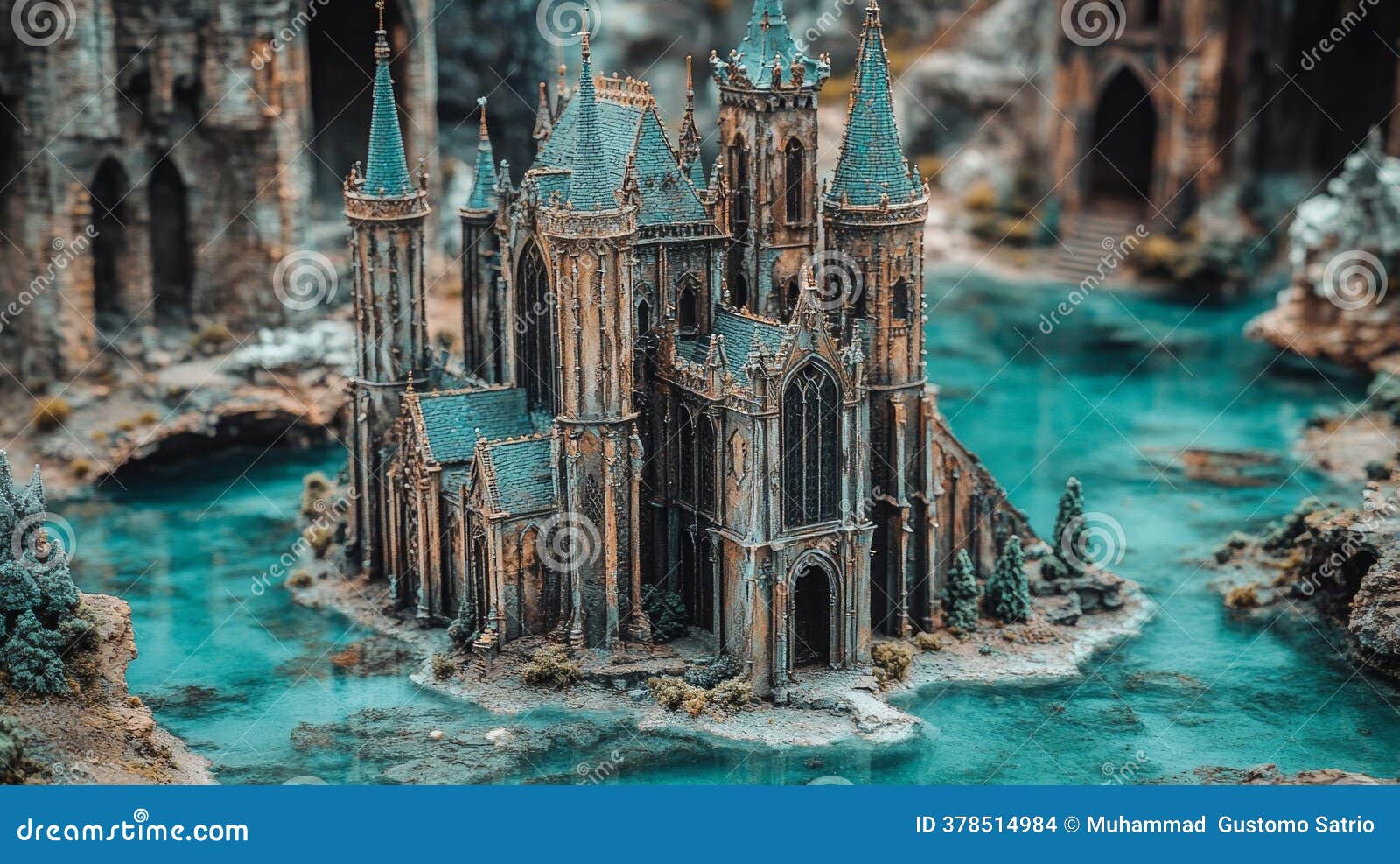 A Miniature, Gothic-style Castle With Small, Intricately Detailed ...