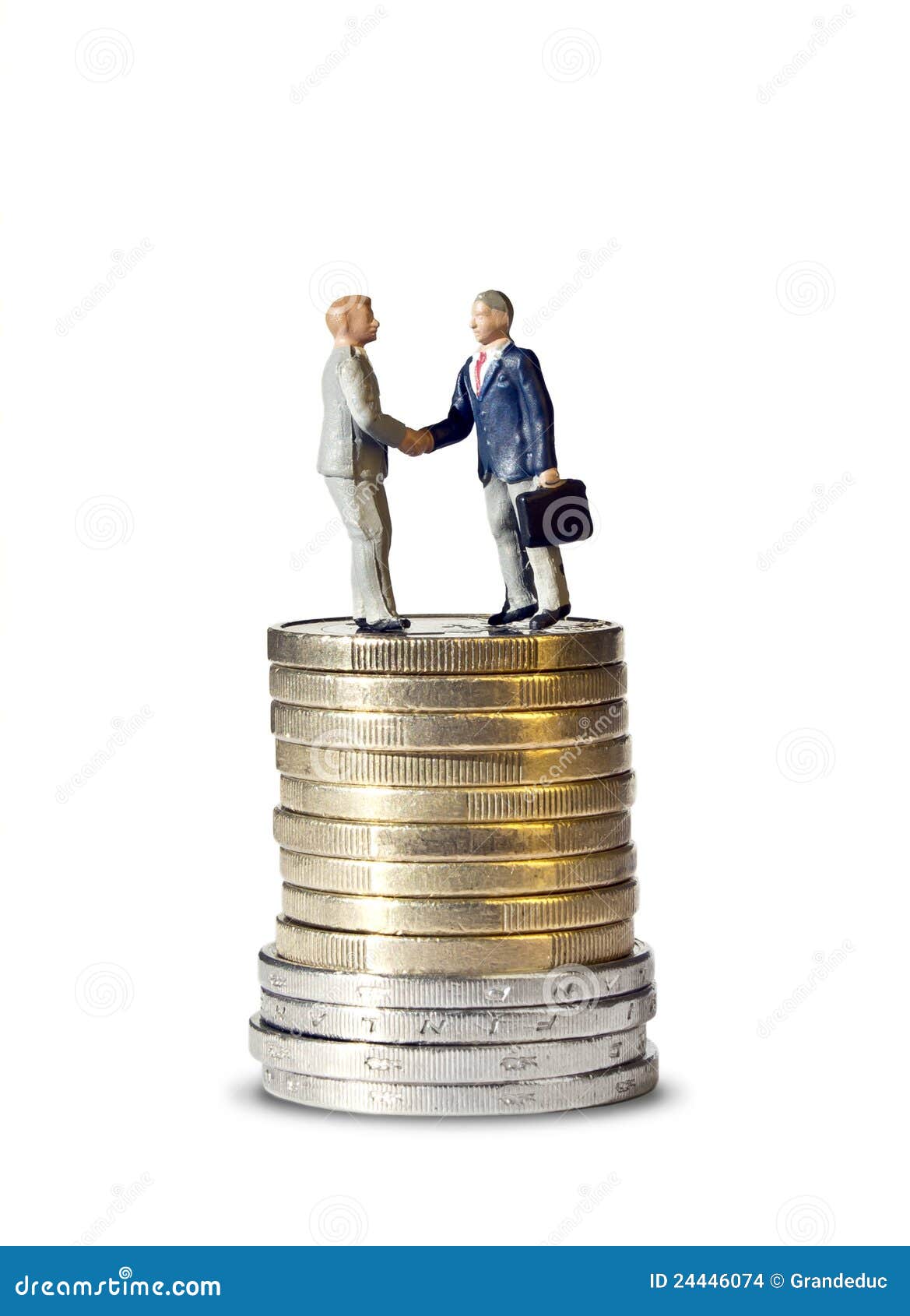 Miniature Handshake Euro Coin Tower Stock Photo - Image of handshake ...