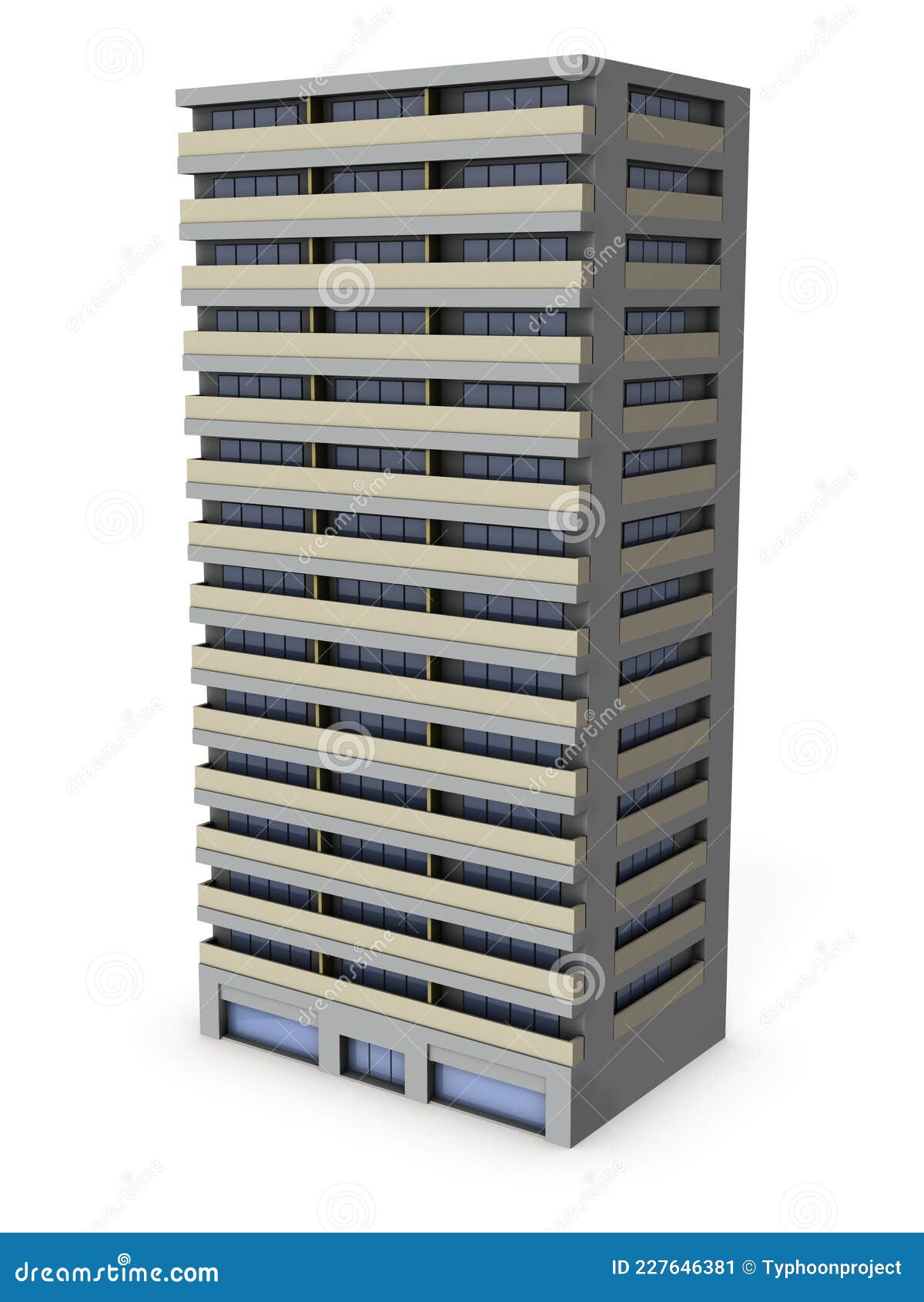 A Miniature High Rise Condominium. White Background. Stock Illustration ...