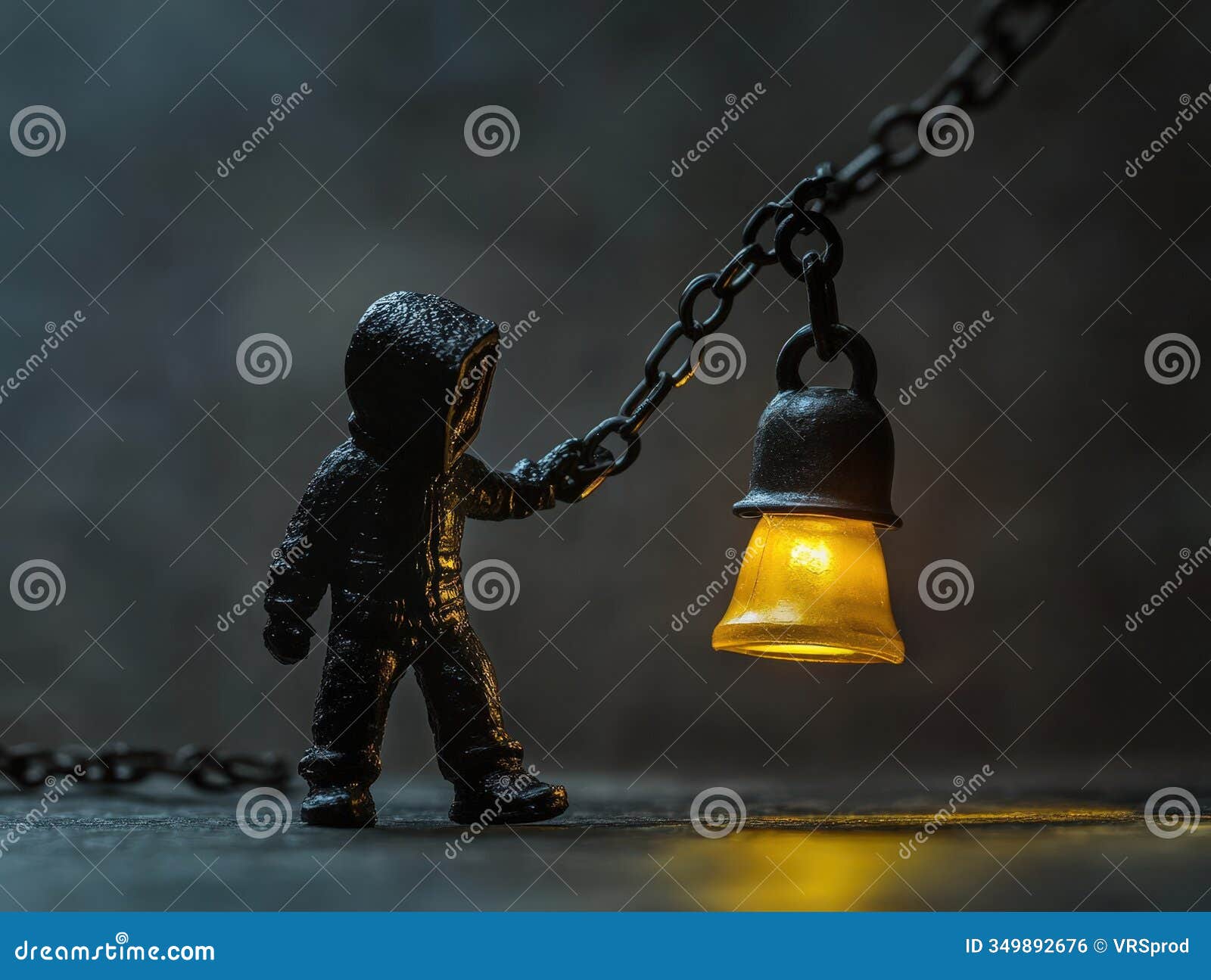 Miniature Hooded Figure Holding a Glowing Lantern Stock Photo - Image ...