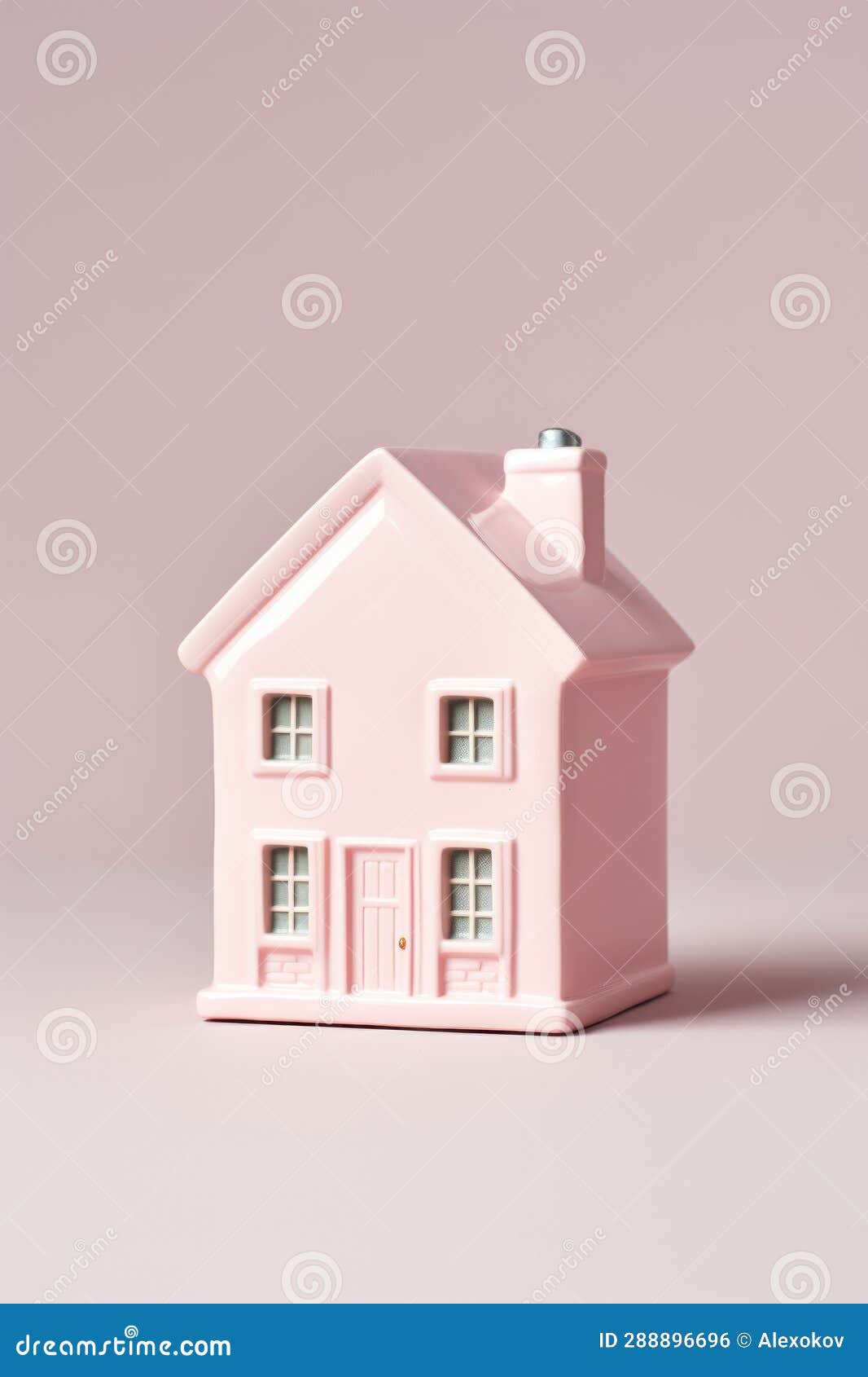 Miniature House Coin Bank on Solid Light Color Background AI Generated ...