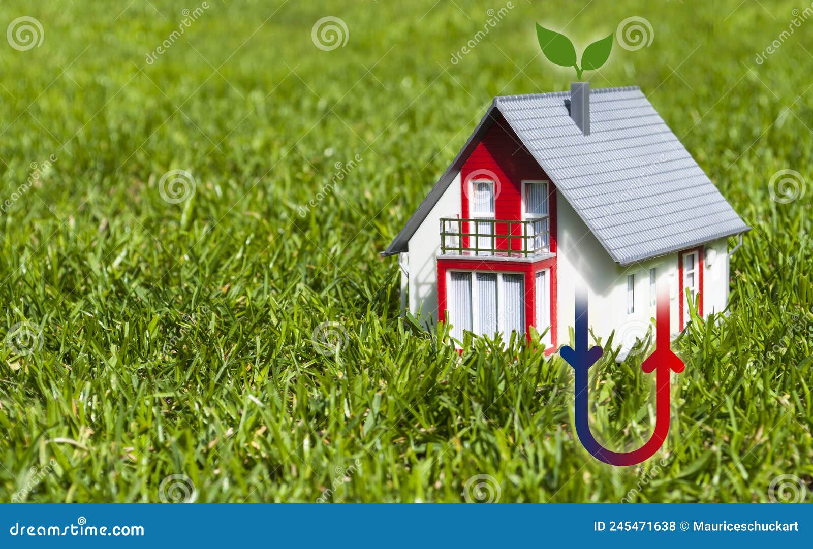 Miniature House in the Grass with Geothermal Heat or Heating Stock ...