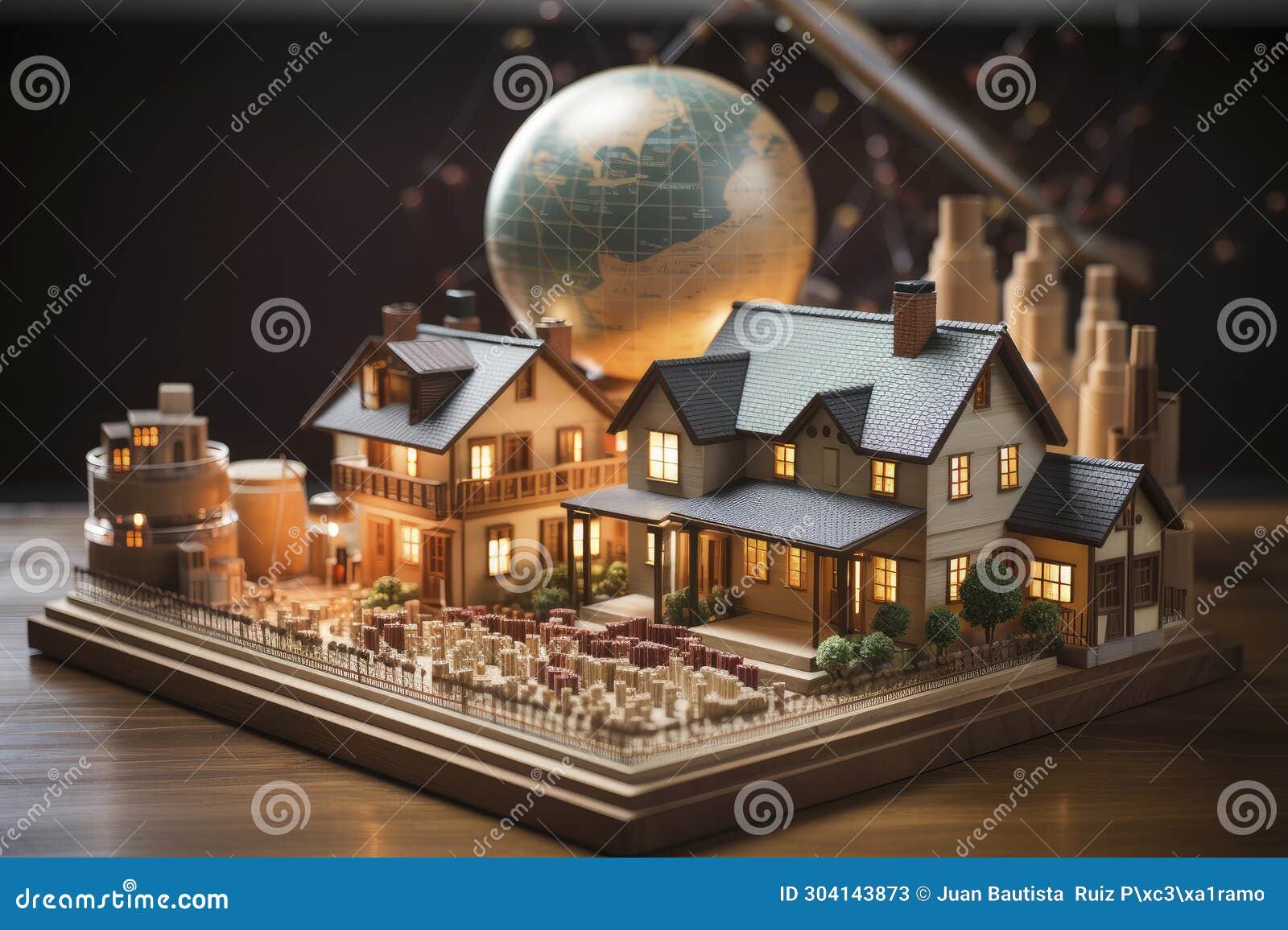 Miniature House Model with Economic Growth Graphs. Stock Image - Image ...