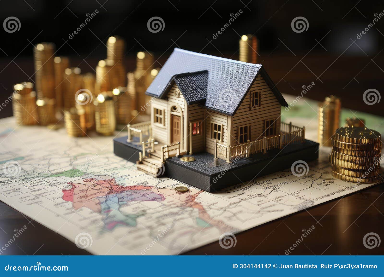 Miniature House Model with Economic Growth Graphs. Stock Photo - Image ...