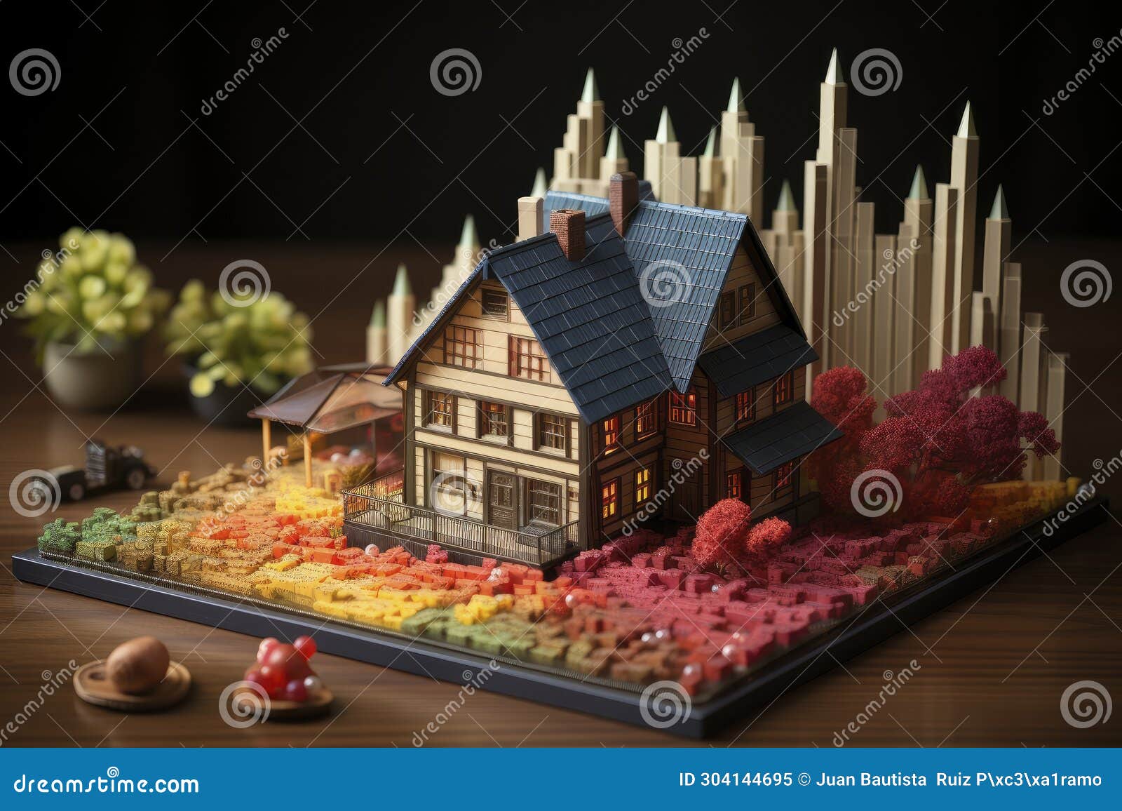 Miniature House Model with Economic Growth Graphs. Stock Image - Image ...