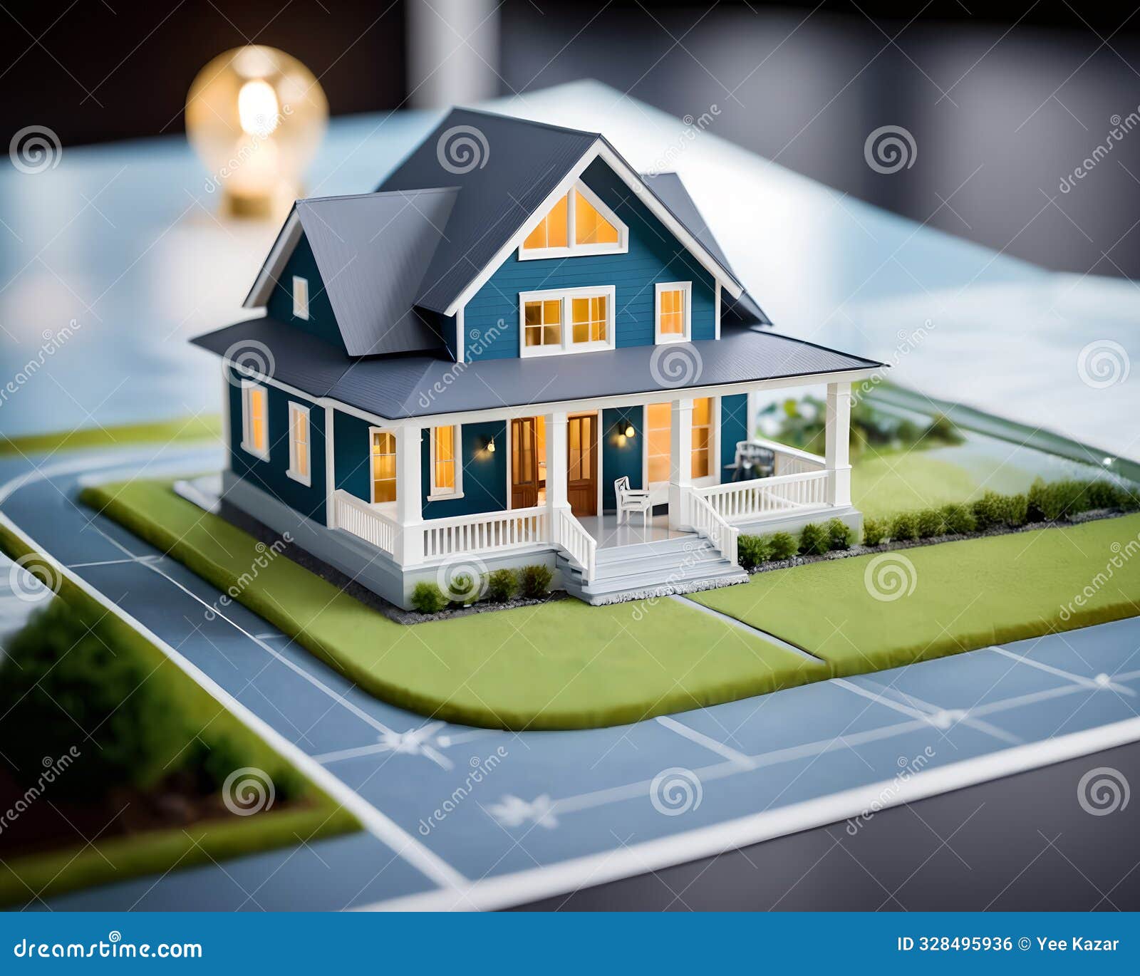Miniature House Model on a Map. Stock Illustration - Illustration of ...