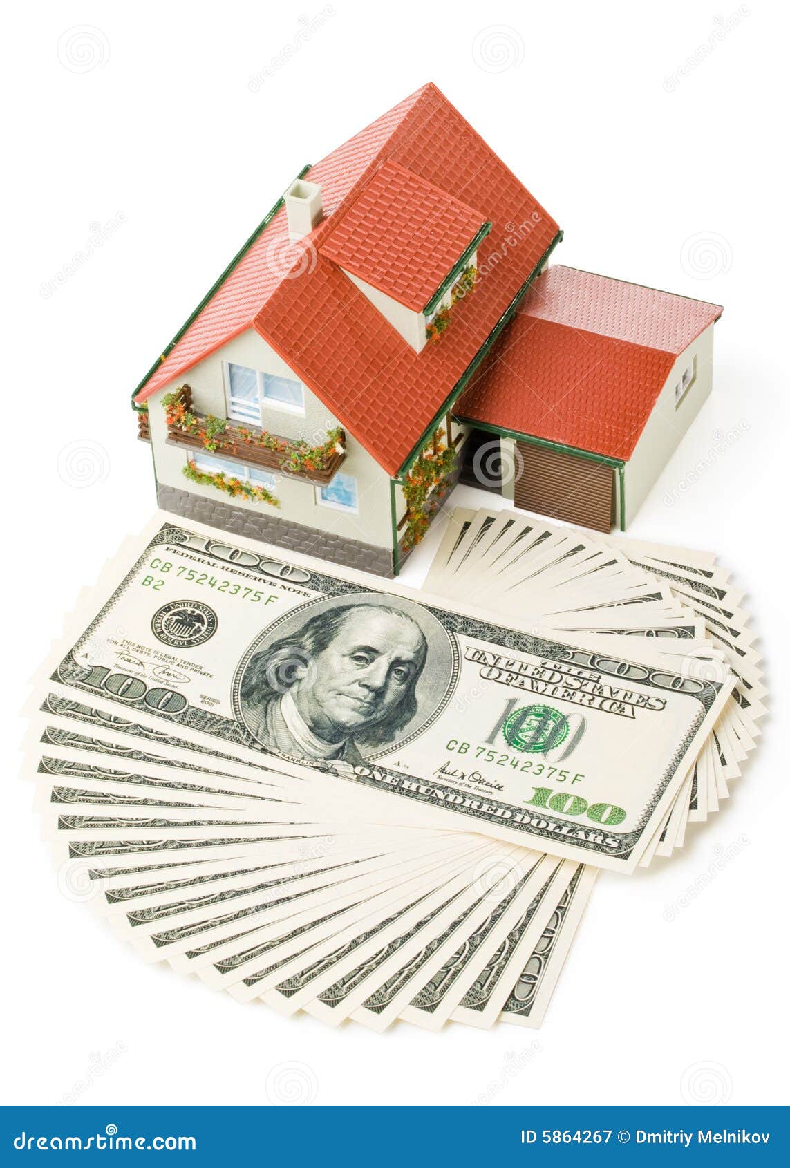 Miniature House and Money. stock image. Image of flat - 5864267