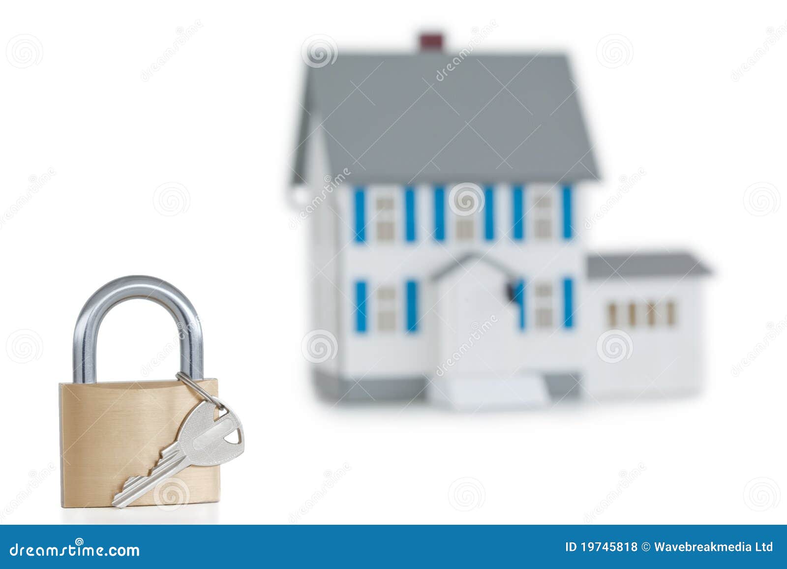 Miniature House and Opened Padlock Stock Photo - Image of rent, lock ...