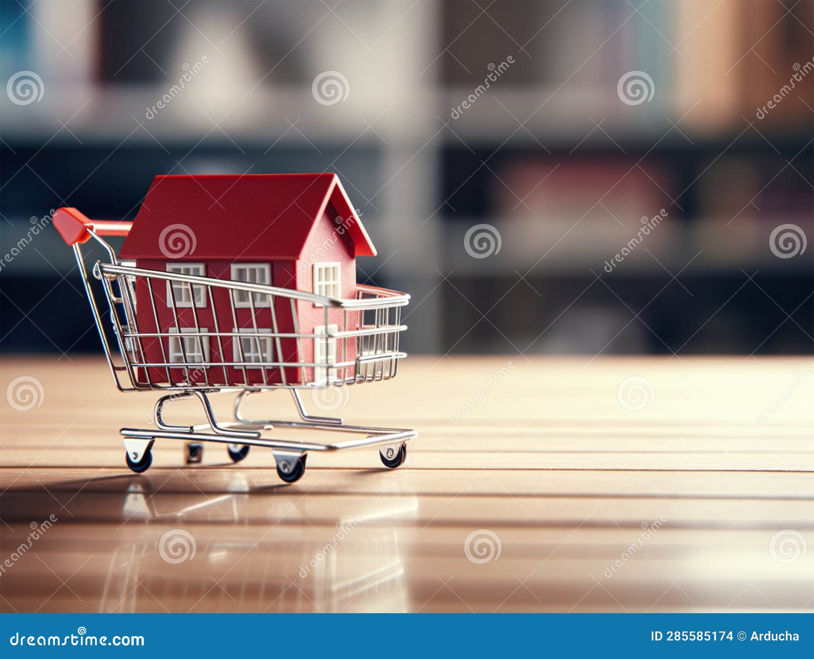 Miniature House and Shopping Chart on the Office Table Stock ...