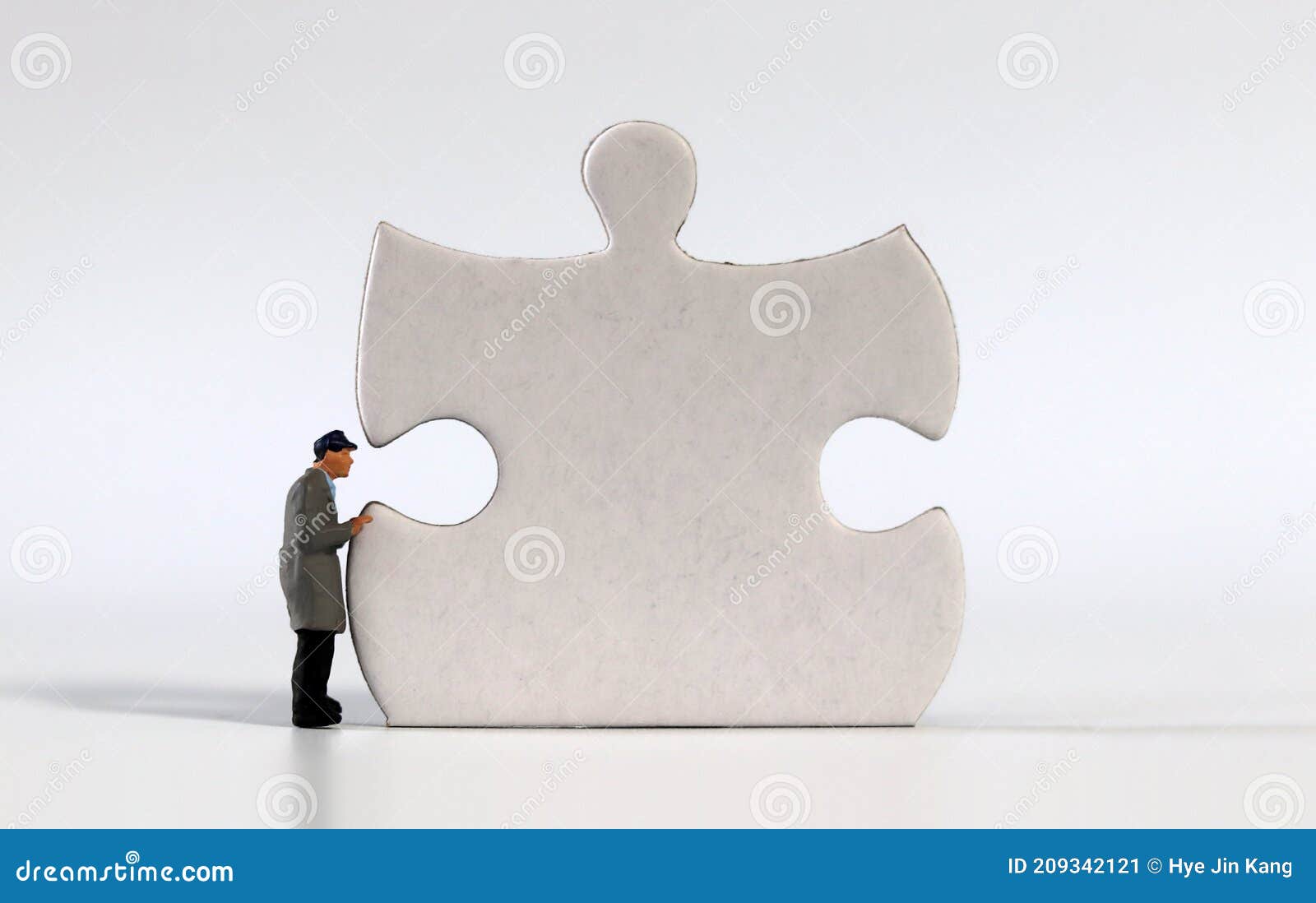 Puzzle Pieces and Miniature People. Stock Image - Image of concept ...