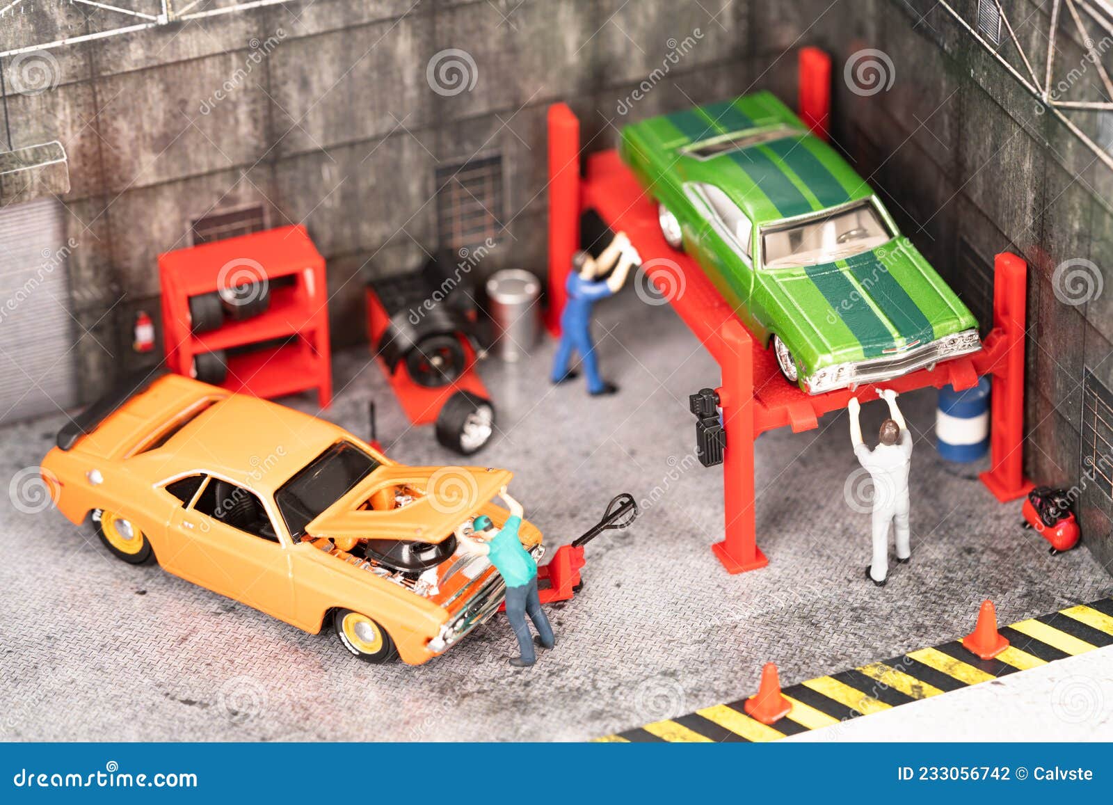 Miniature Mechanics at the Workshop Top View Stock Photo - Image of ...