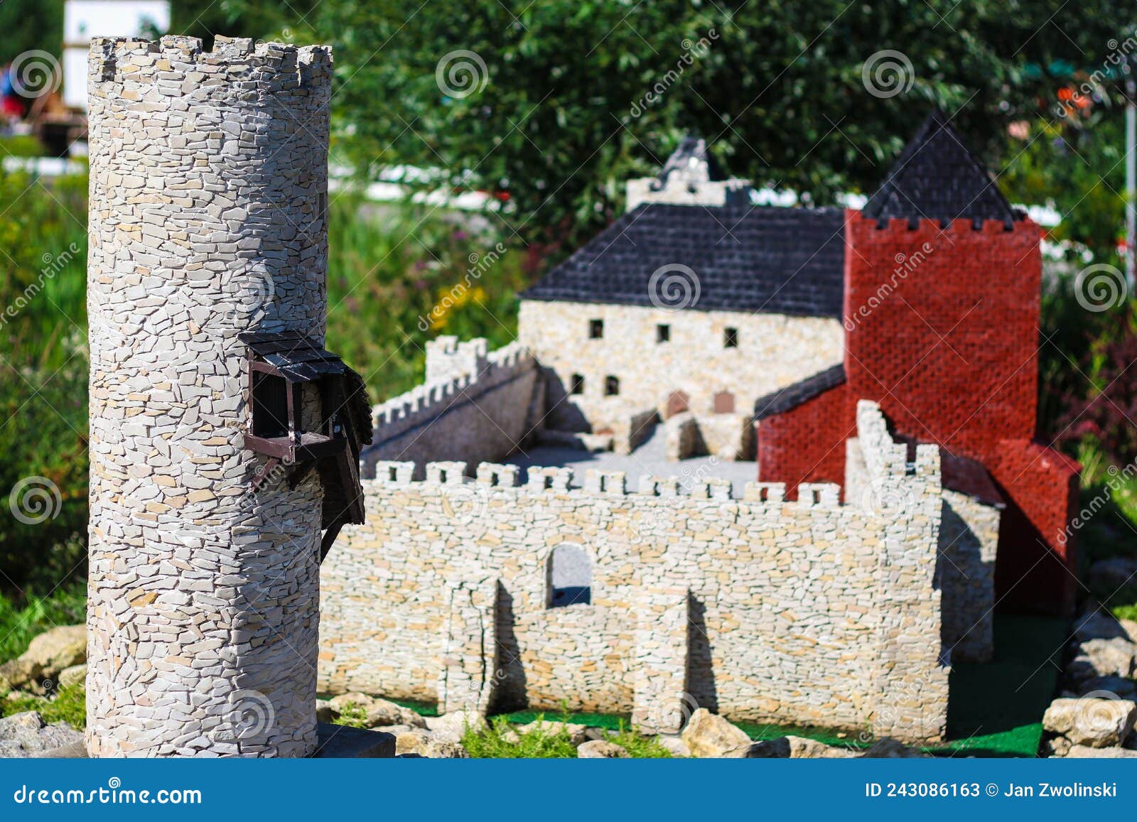 Miniature medieval castle stock image. Image of fortification - 243086163
