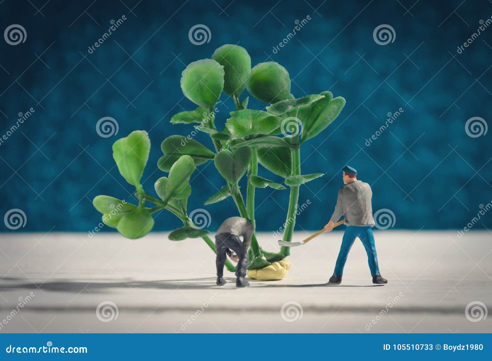 Miniature Men Plants a Tree Stock Image - Image of people, natural ...
