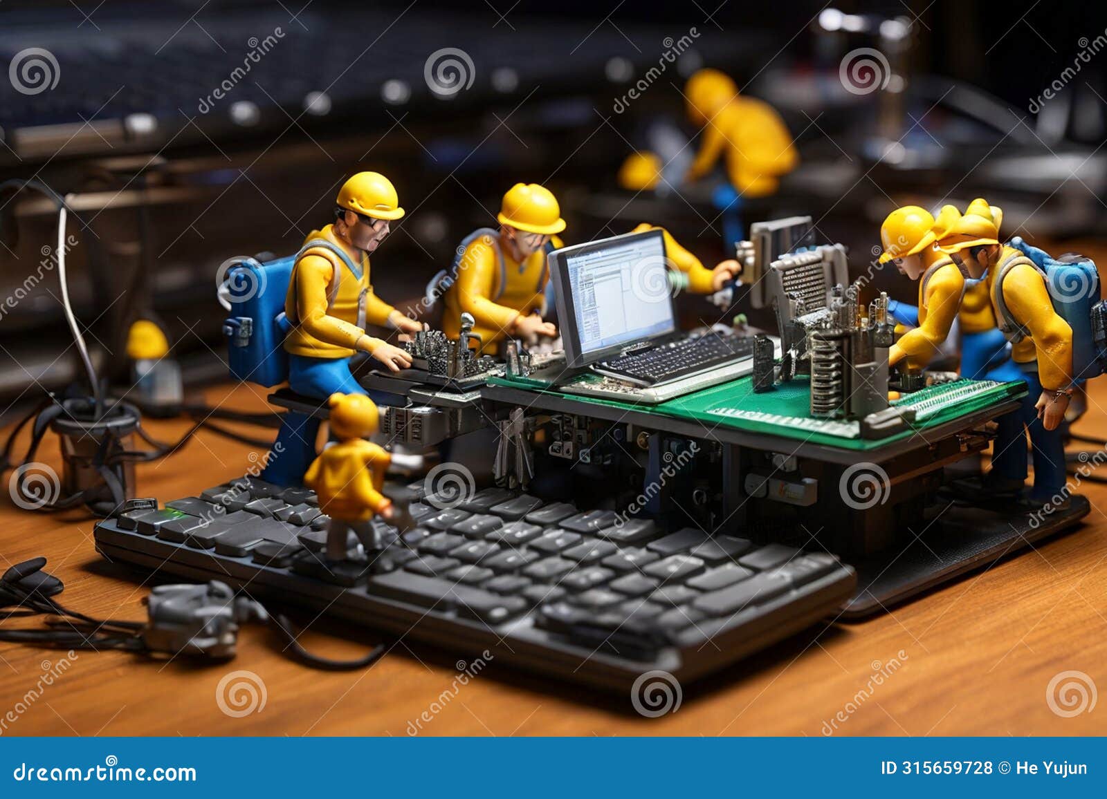 Miniature Military Soldiers Are Guarding A Computer Stock Image ...